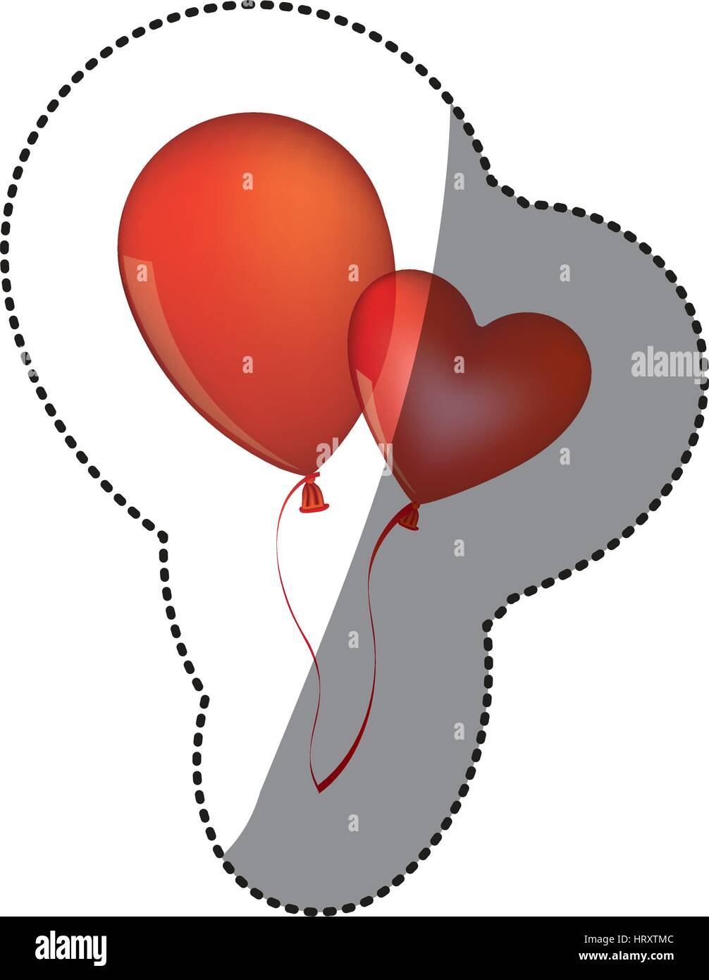 sticker shading red balloons Flying romantic celebration Stock Vector ...