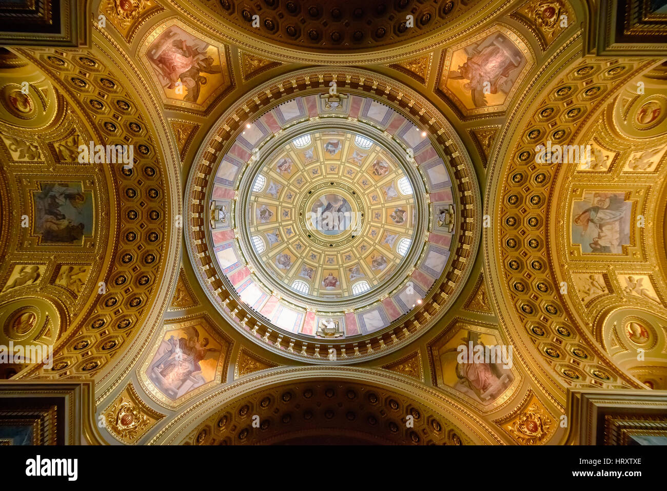 Interior view of the golden ceiling of St Stephen's Basilica Stock ...