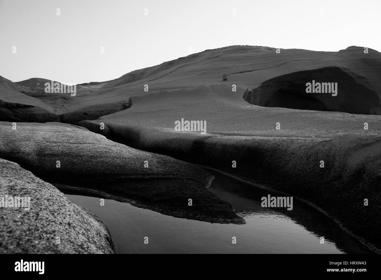 Sarakiniko Milos , rock formation black and white Stock Photo - Alamy