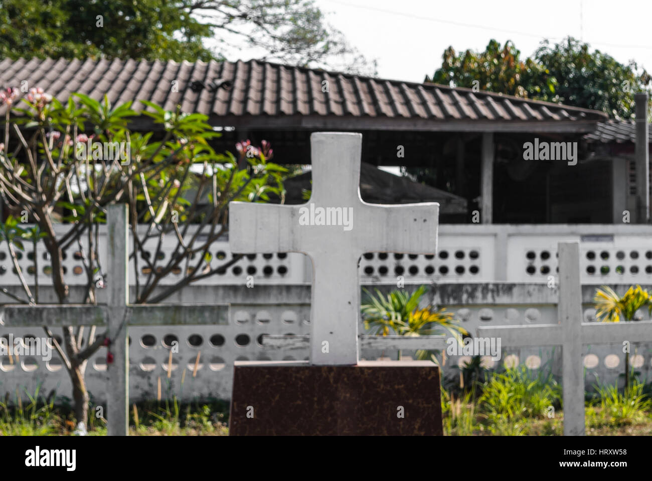 Closeup to Crucifix Symbol of Christian Graveyard Stock Photo - Alamy