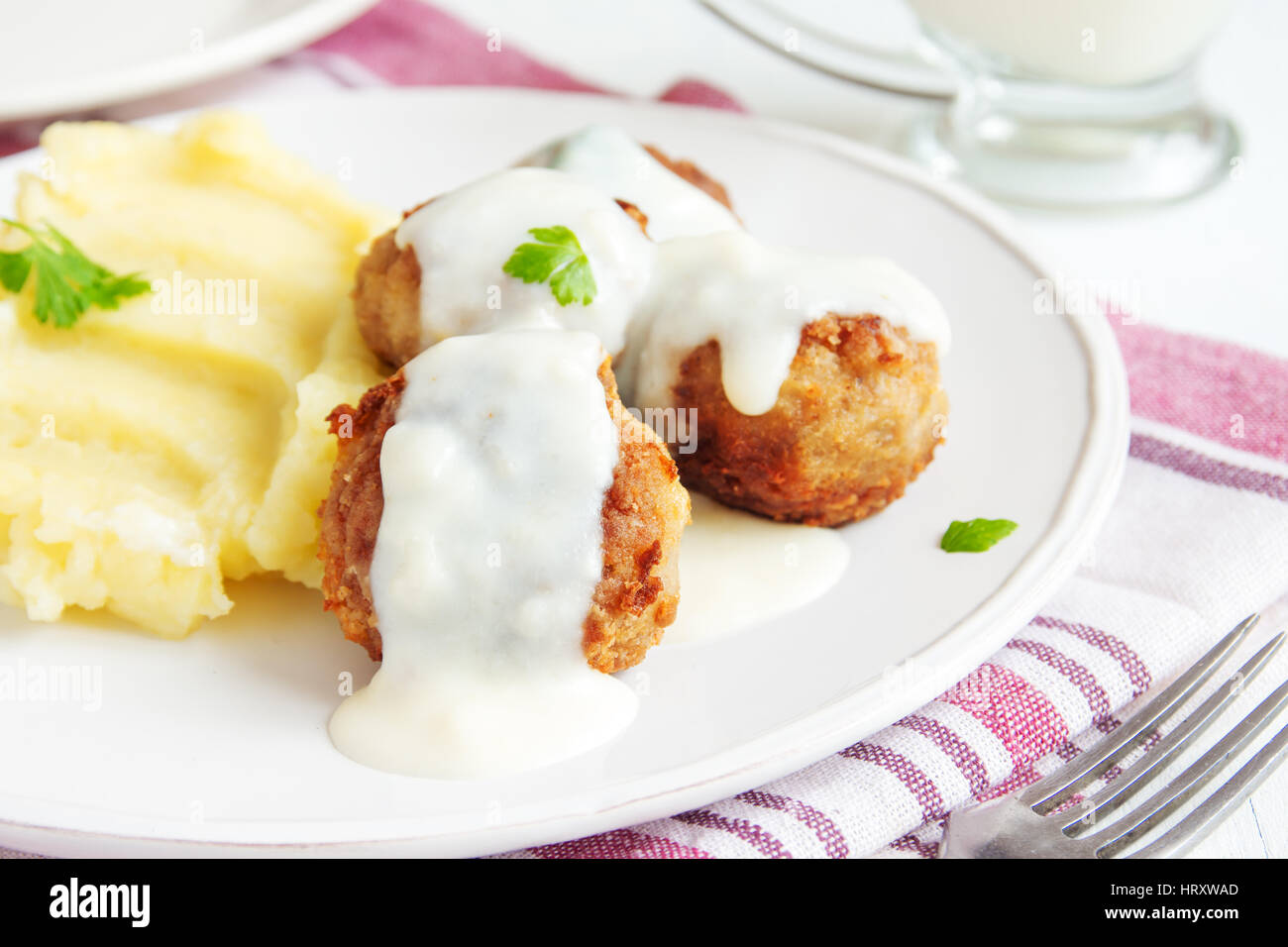 Swedish meatballs on fork hi-res stock photography and images - Alamy