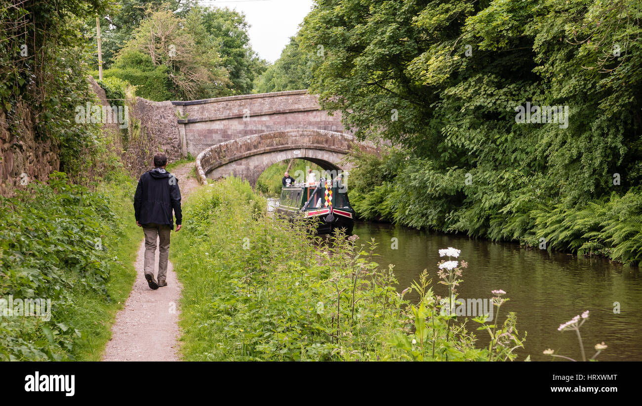 Walking along the towpath of the Macclesfield Canal Stock Photo - Alamy