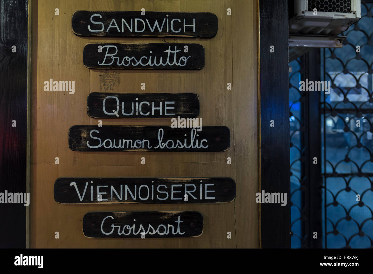 Food Menu on the Wall of a Restaurant from Bucharest, Romania Stock ...