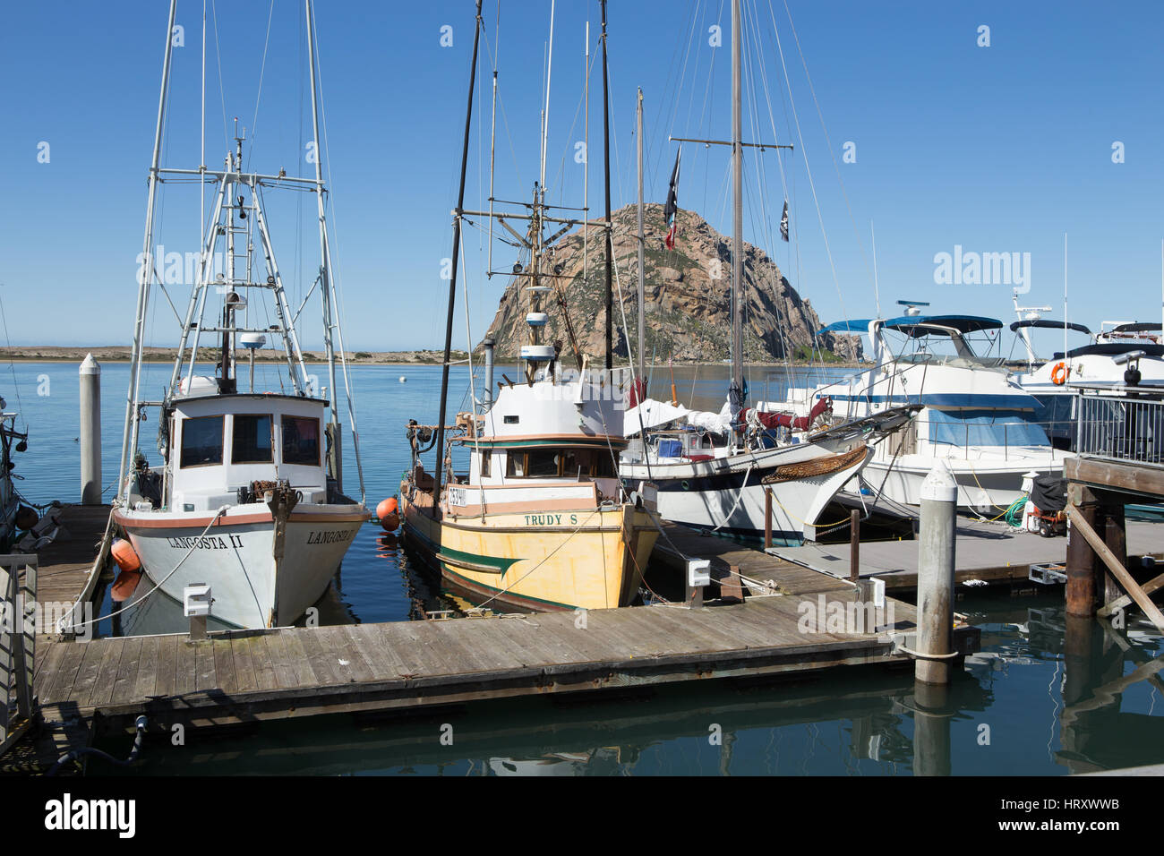 The fishing port of Morro bay central California with the famous Morro ...