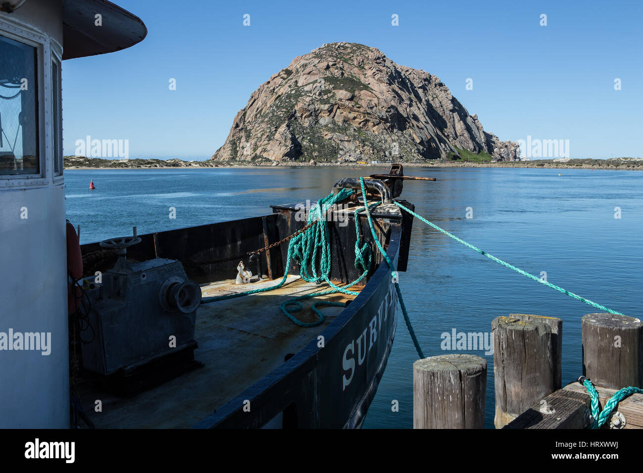 The fishing port of Morro bay central California with the famous Morro ...