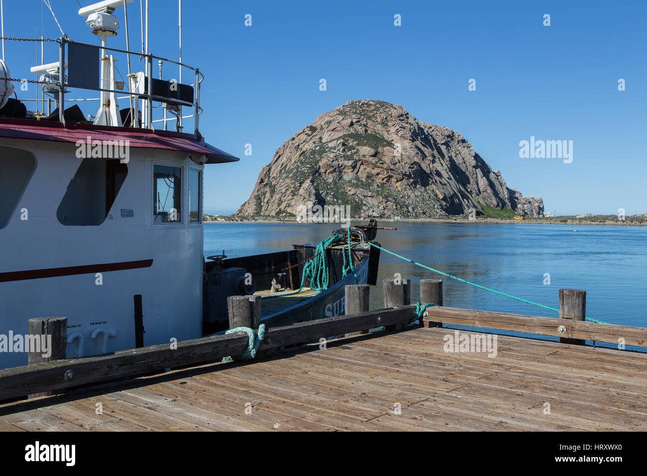 The fishing port of Morro bay central California with the famous Morro ...