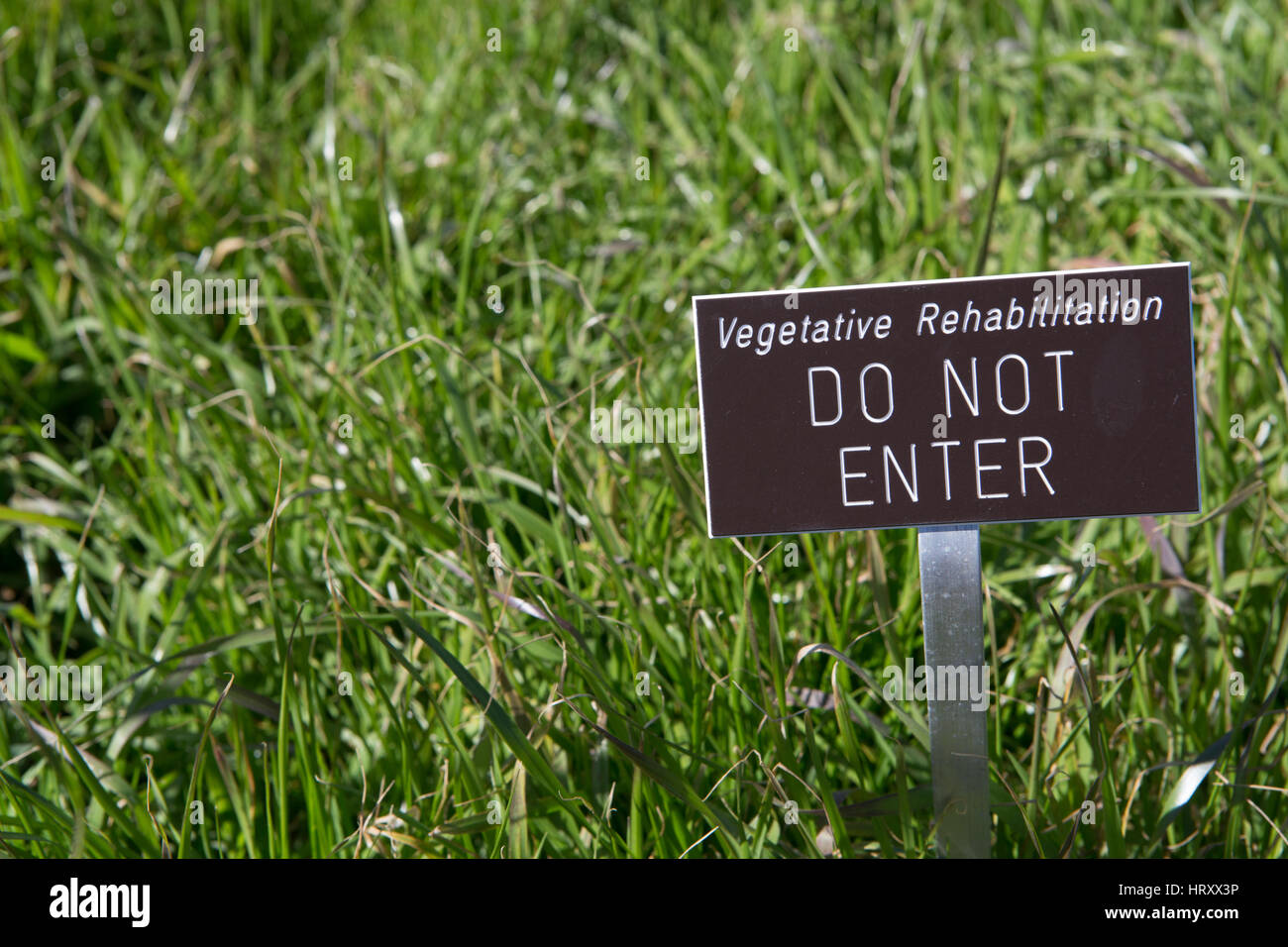 Vegetative Rehabilitation area do not enter sign Stock Photo - Alamy
