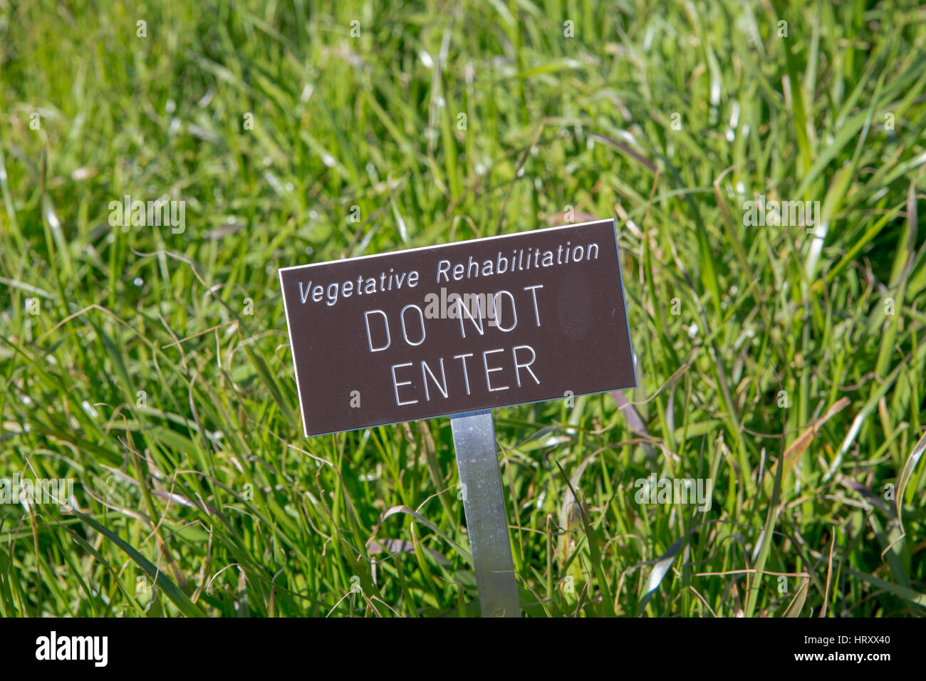 Vegetative Rehabilitation area do not enter sign Stock Photo - Alamy