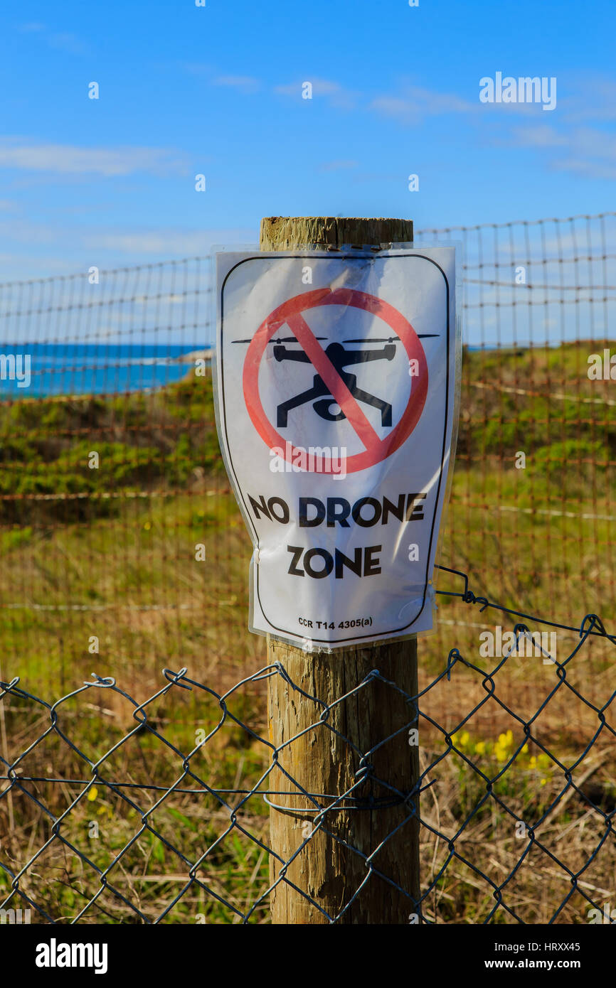No drone flying zone sign at the wildlife Piedras Blancas elephant seal ...
