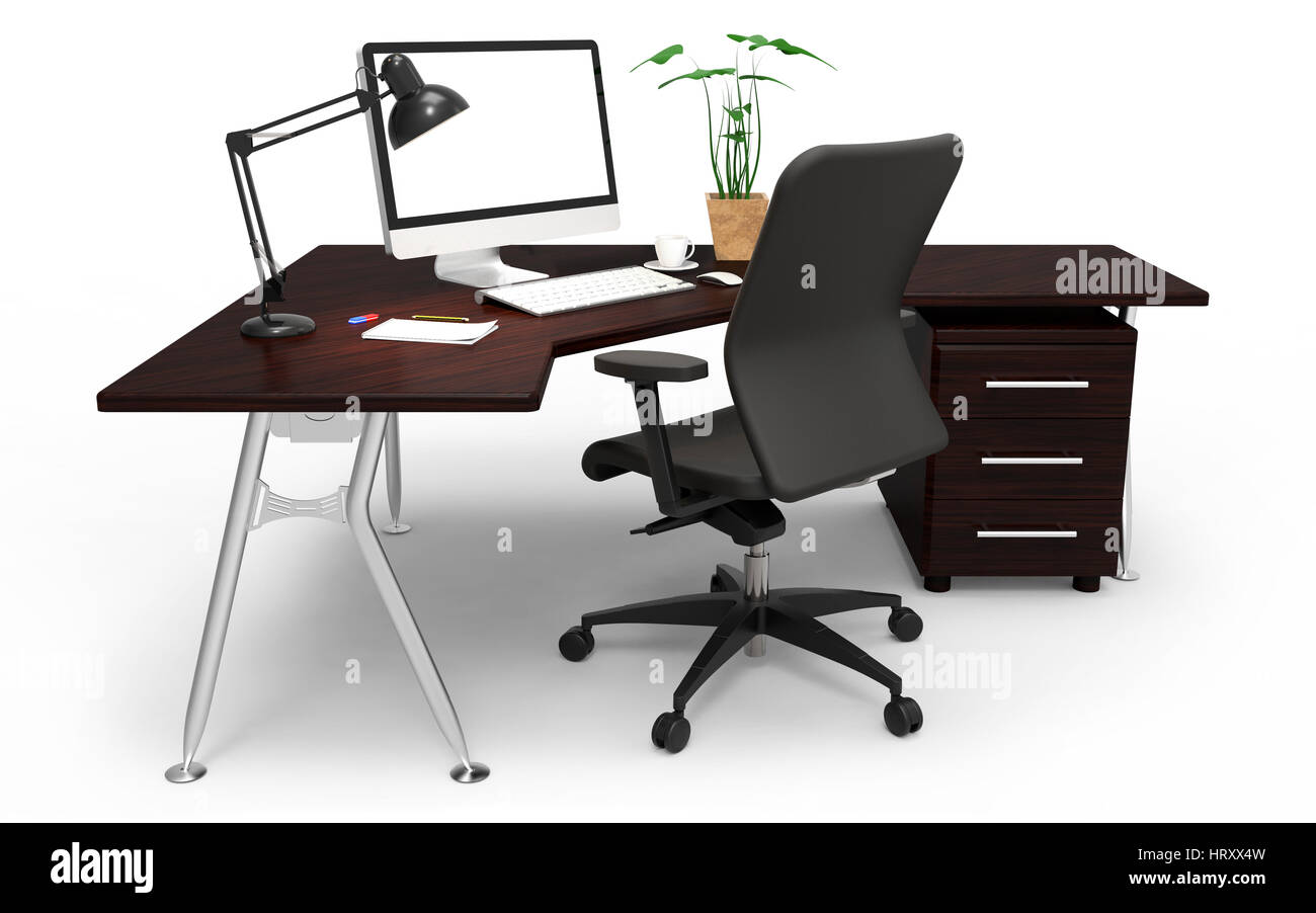 At desk computer Cut Out Stock Images & Pictures - Alamy