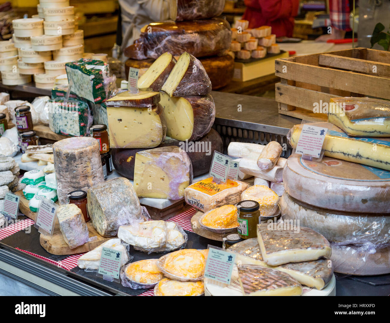 Selection of Fresh Cheese in London Market Stock Photo - Alamy