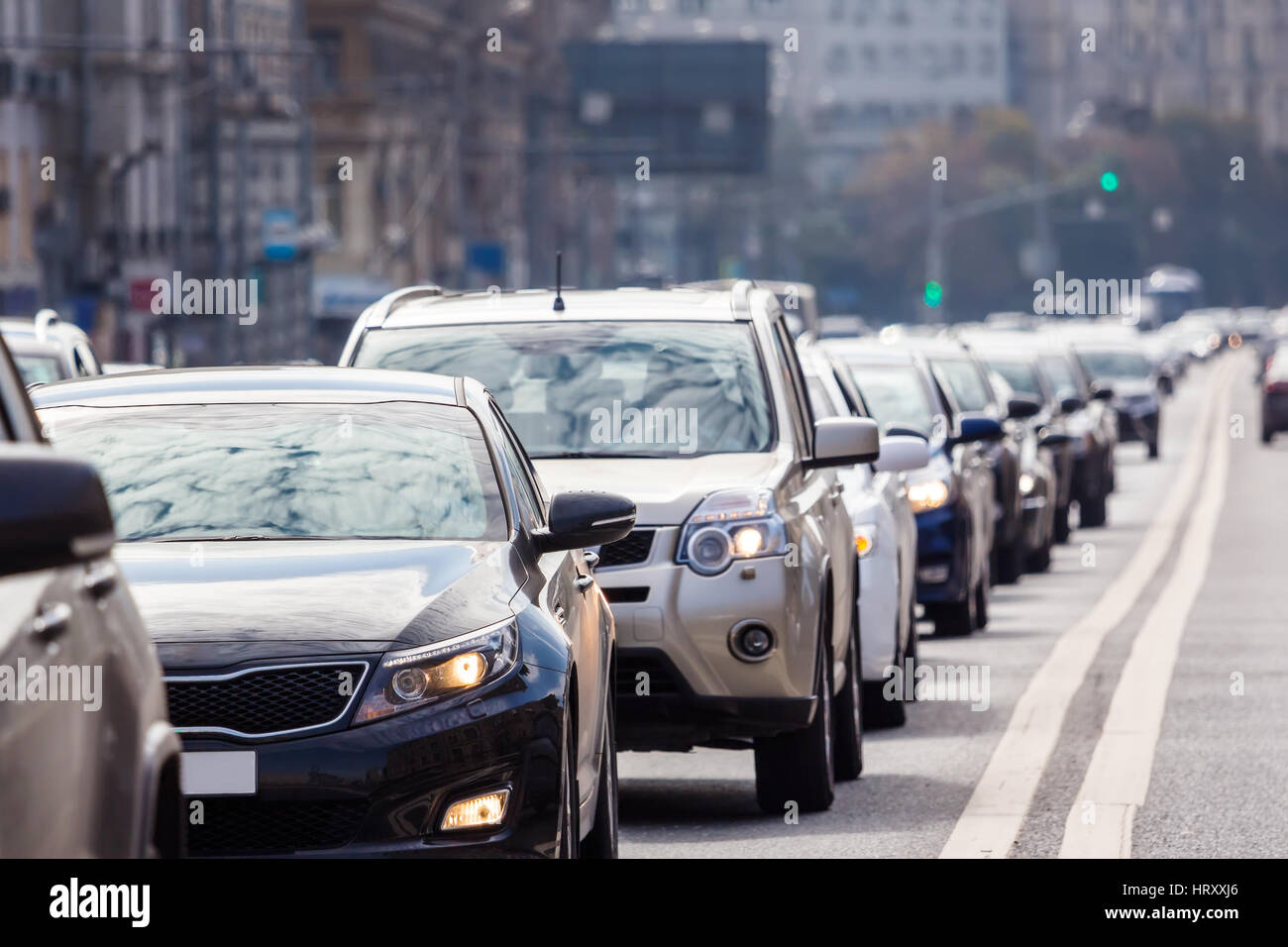 Close-up of the lane of cars in traffic jam Stock Photo - Alamy
