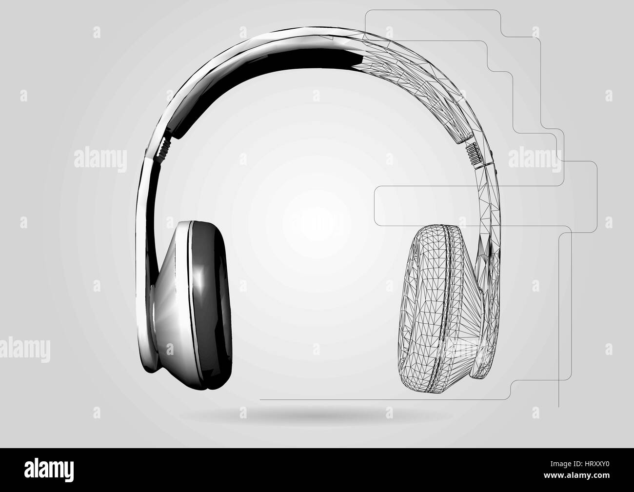 headphones. Vector low poly headphone on gray background Stock Vector ...