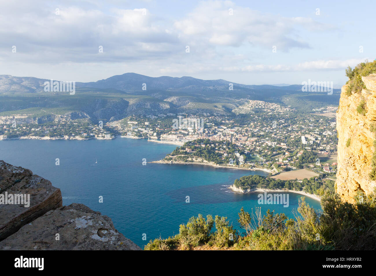 Cassis view from Cape Canaille top, France. Beautiful french landscape ...