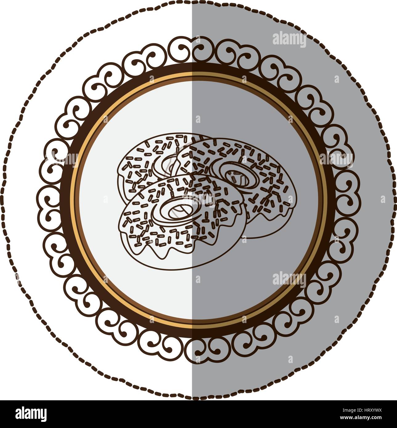 emblem color chocolate donuts icon Stock Vector Image & Art - Alamy