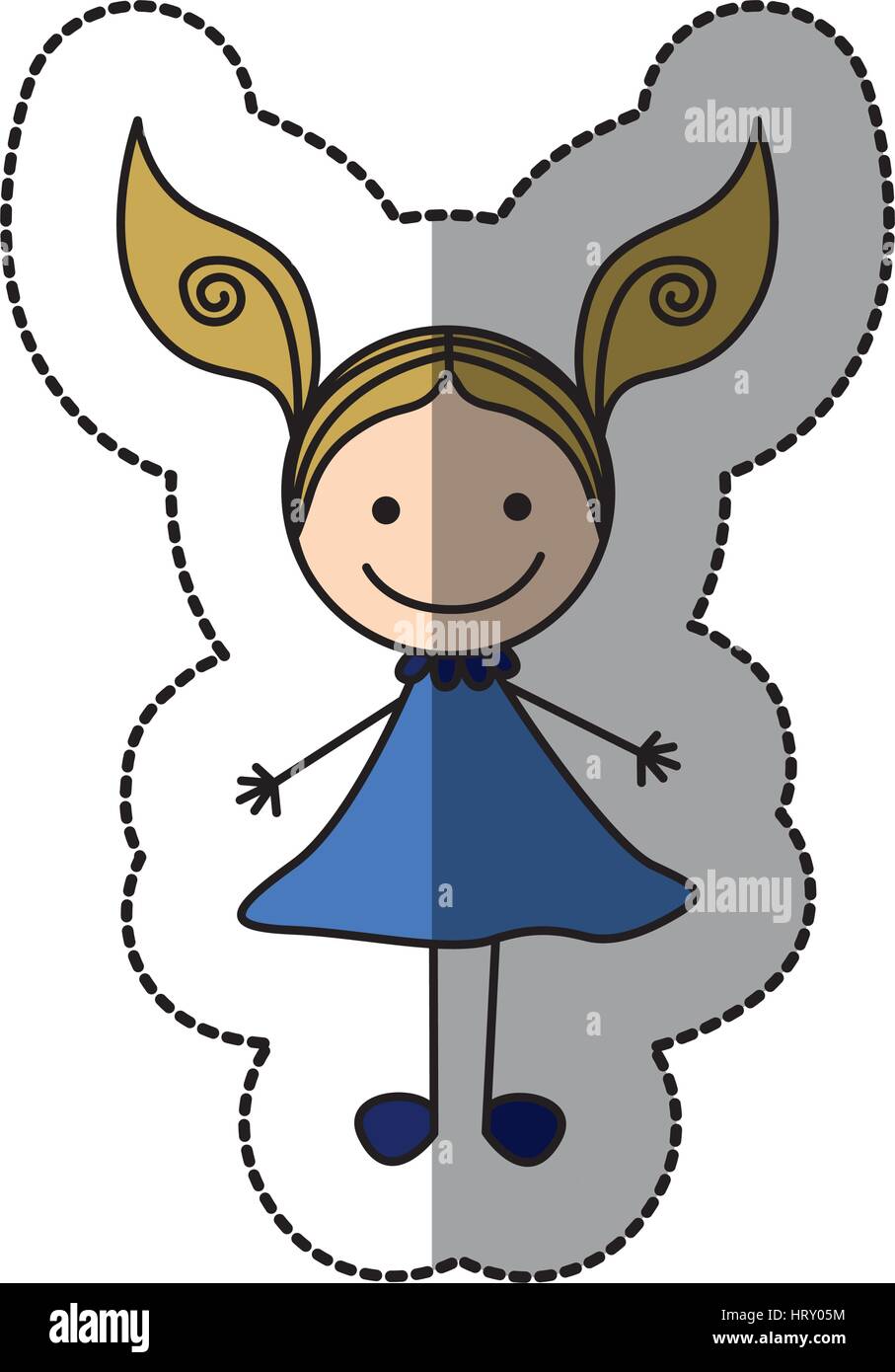 happy girl with two tails icon Stock Vector Image & Art - Alamy