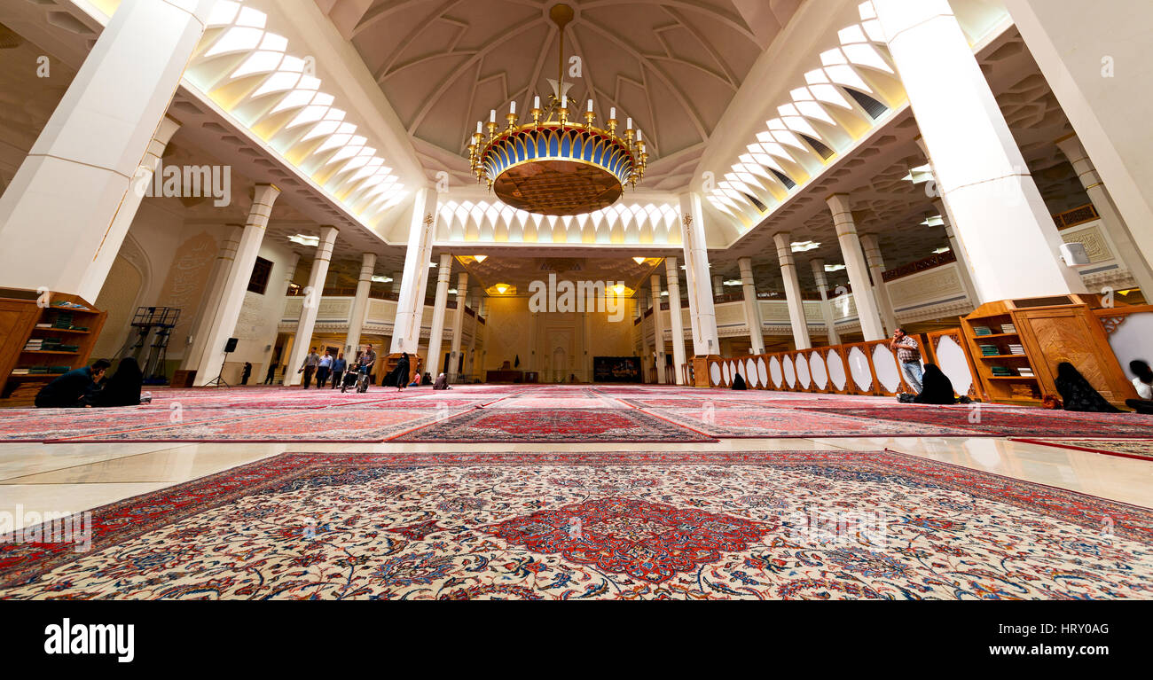 in iran inside the old antique mosque with glass and mirror traditional ...