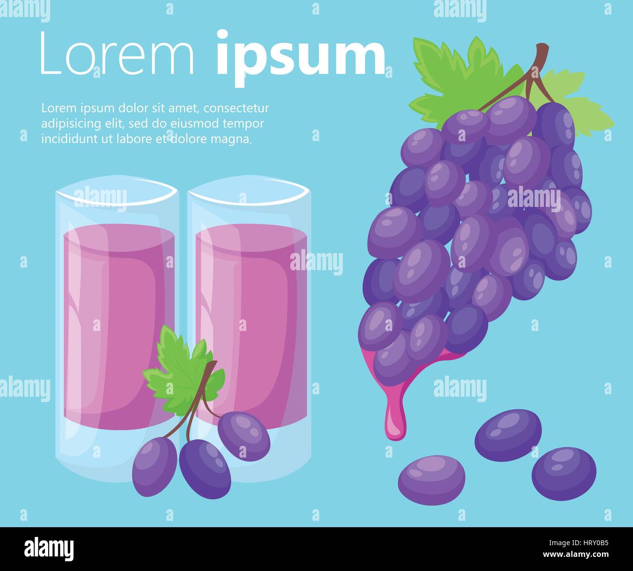 Vector grape illustration Bunch of wine grapes with leaf flat color ...