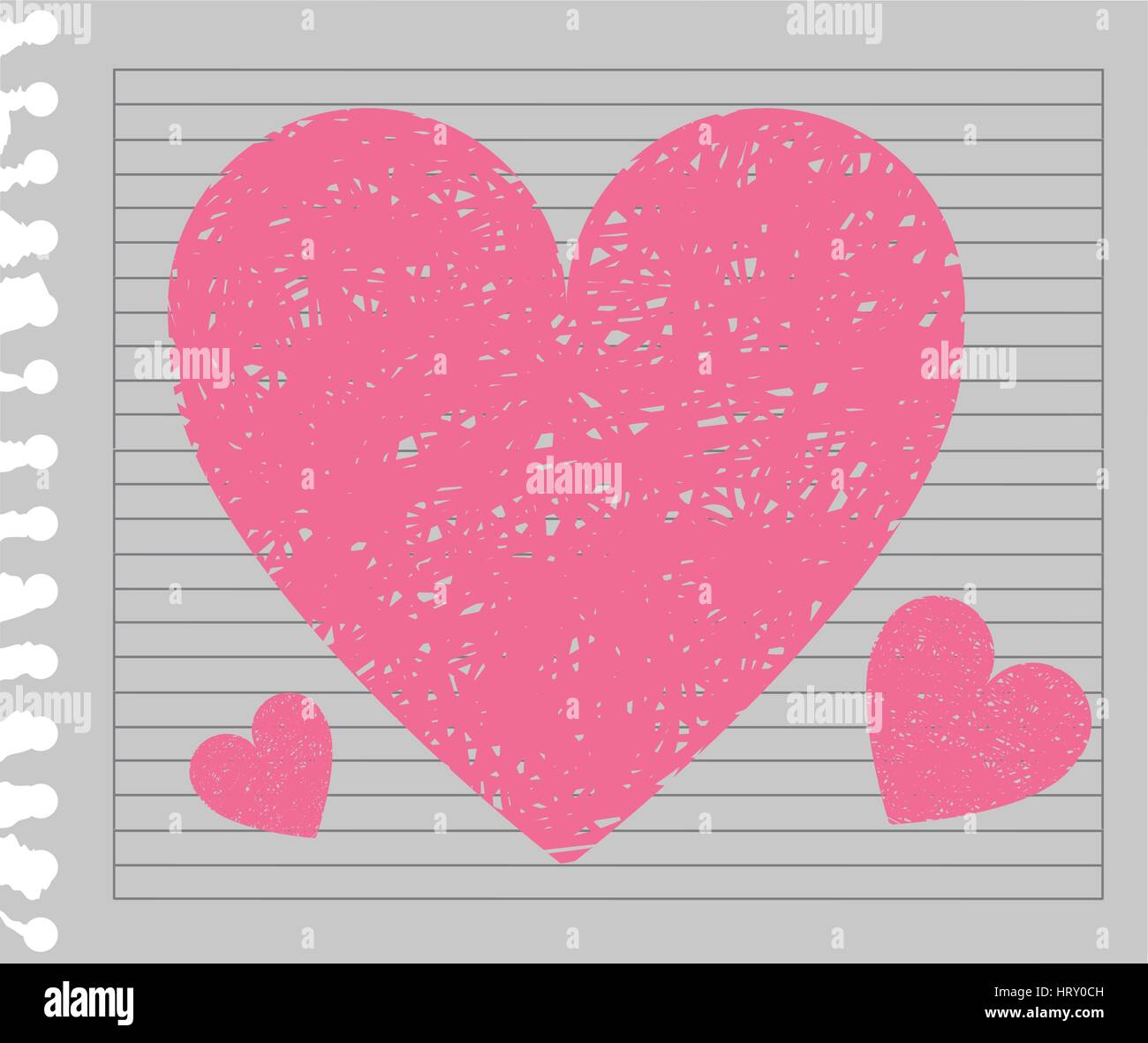 pink heart in the notebook paper Stock Vector Image & Art - Alamy