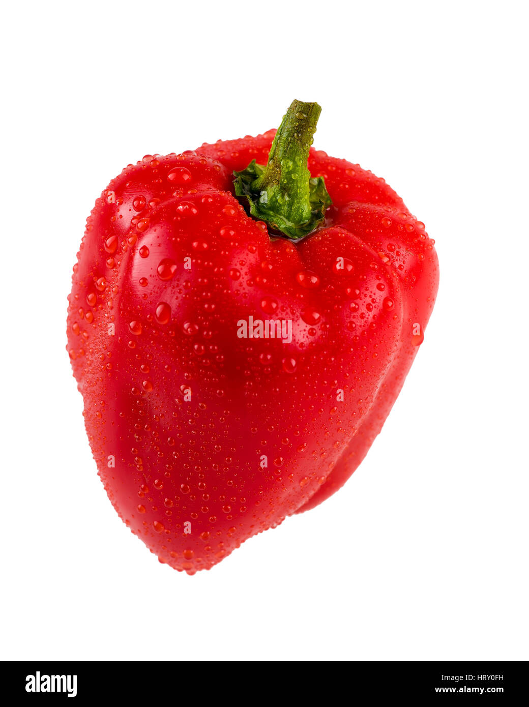 Isolated fresh red paprika with water drops on white background Stock ...