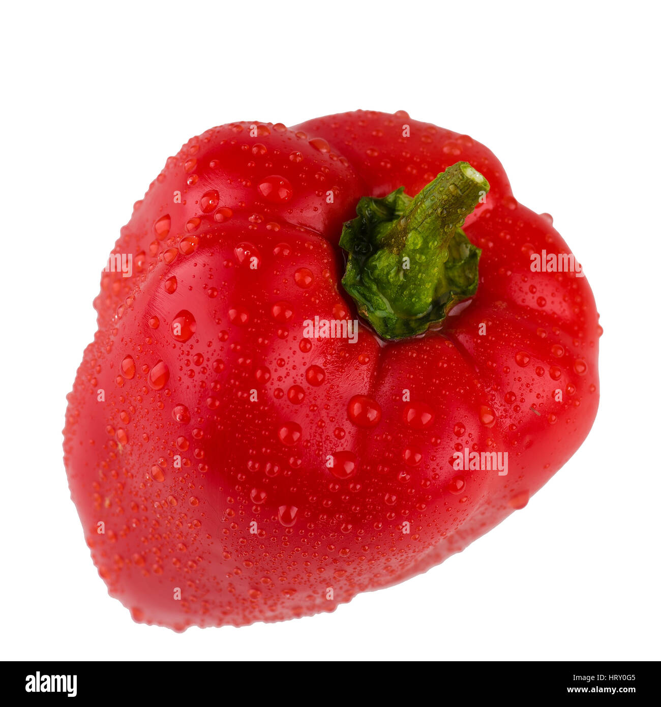 Isolated fresh red paprika with water drops on white background Stock ...