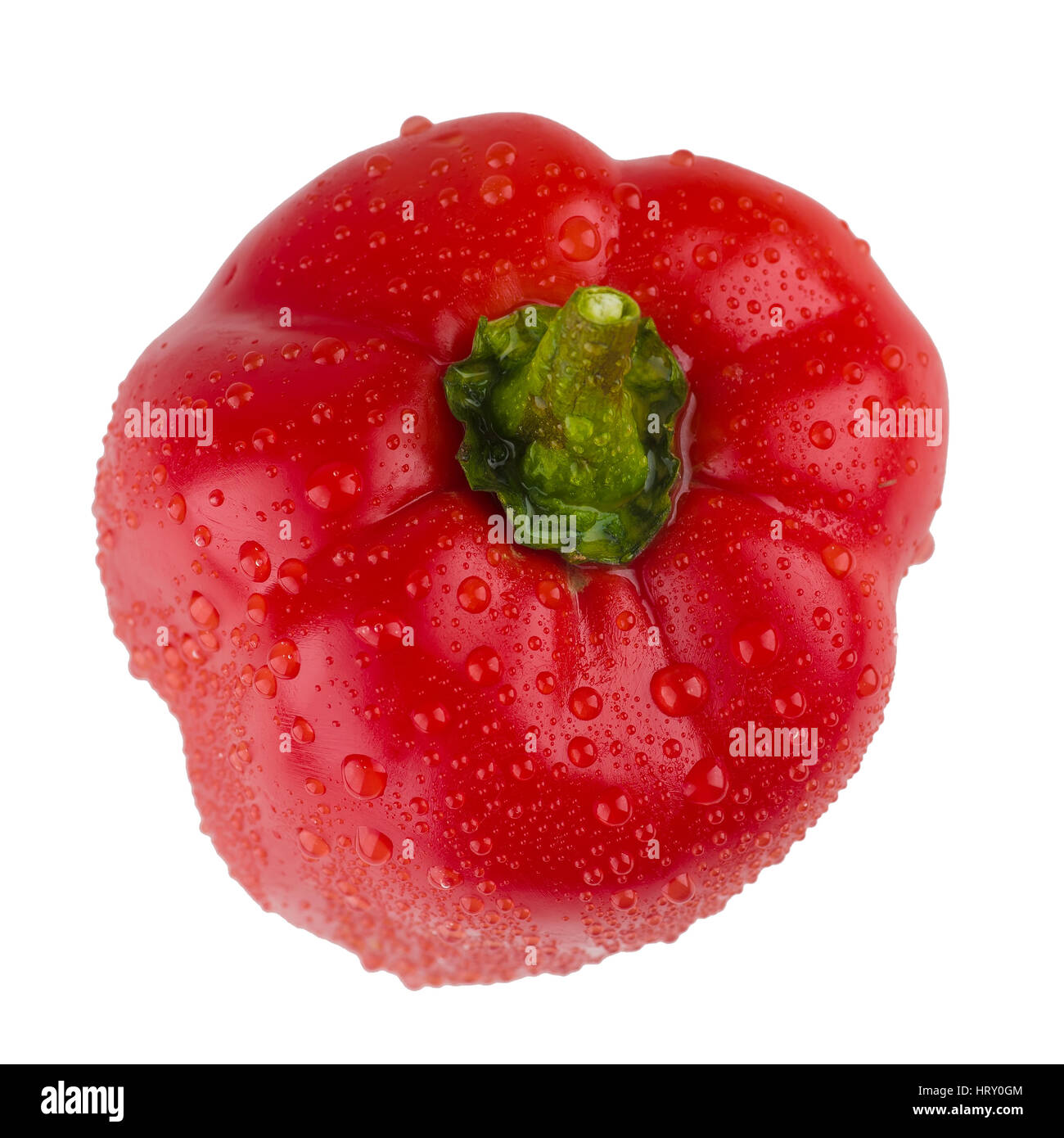 Isolated fresh red paprika with water drops on white background Stock ...