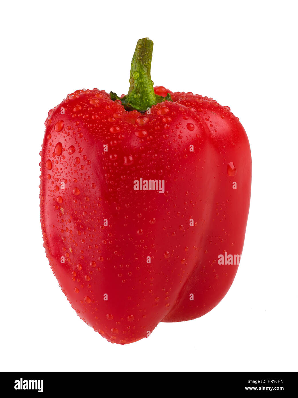 Isolated fresh red paprika with water drops on white background Stock ...