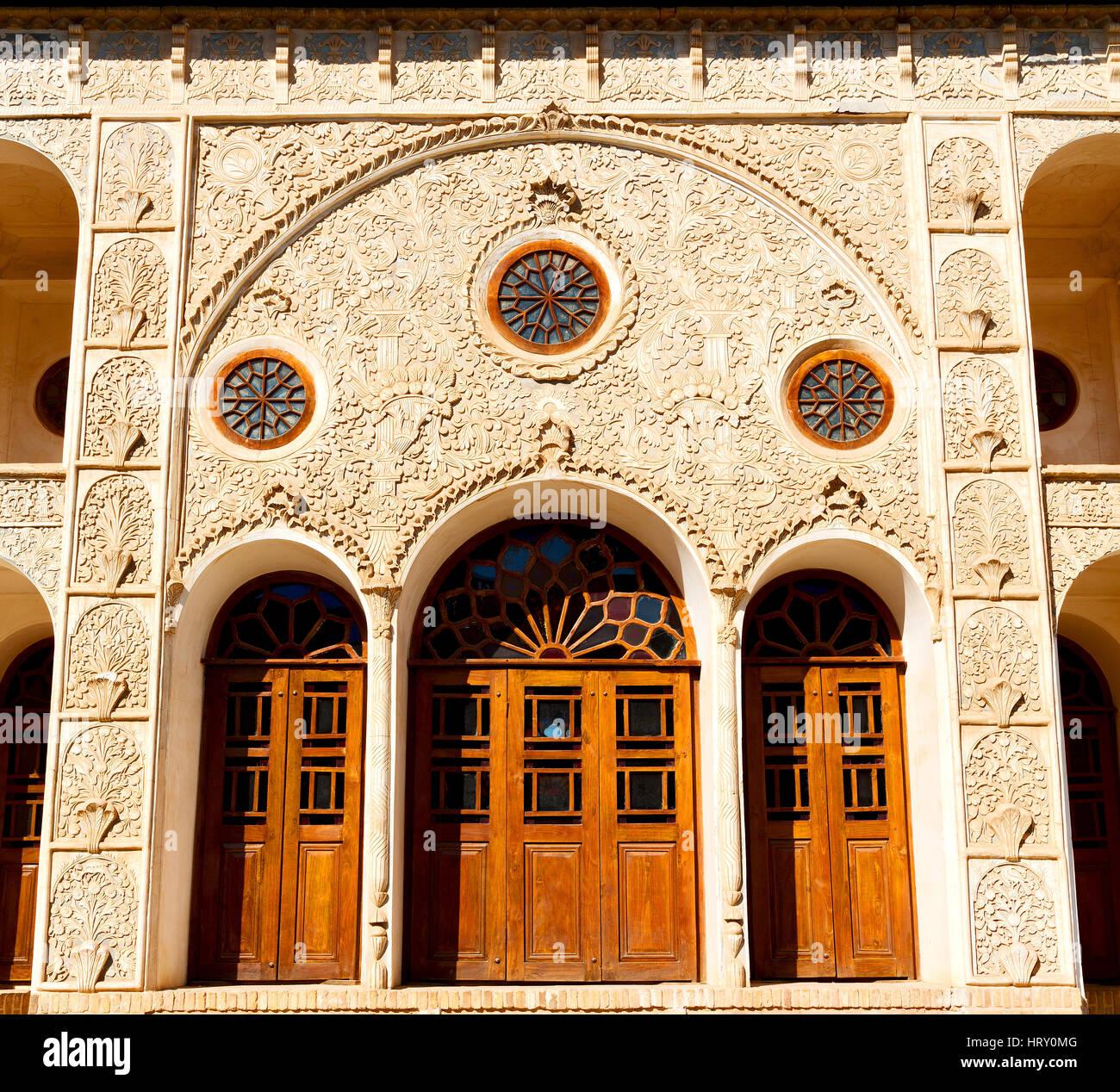 blur in iran kashan the old persian architecture window and glass in ...