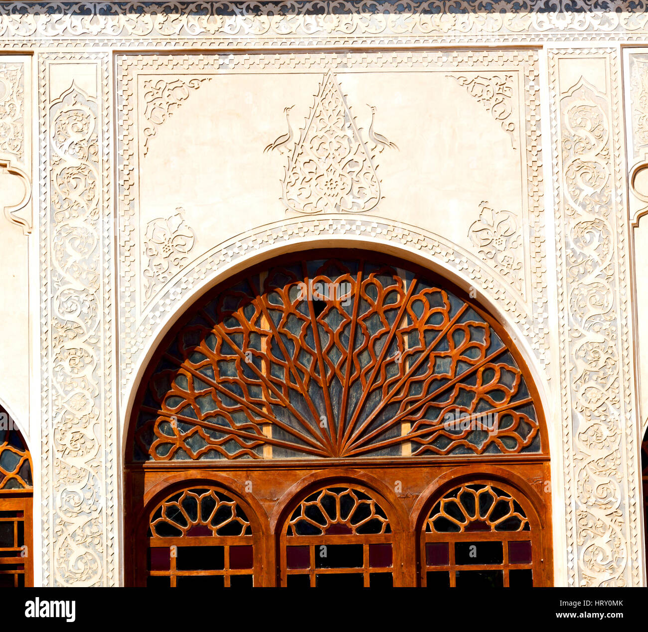 blur in iran kashan the old persian architecture window and glass in ...