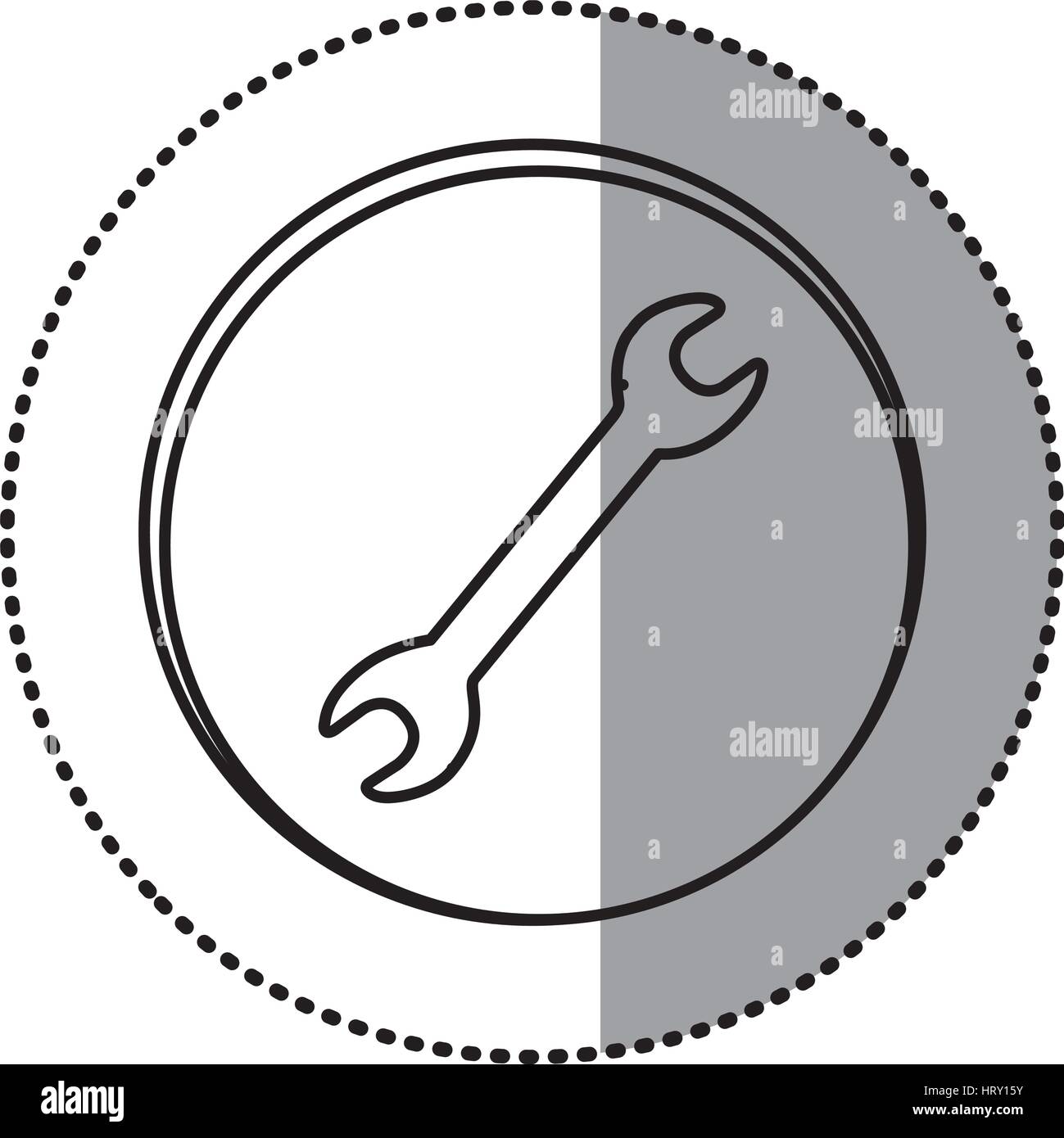 monochrome contour with circle sticker of wrench tool Stock Vector ...