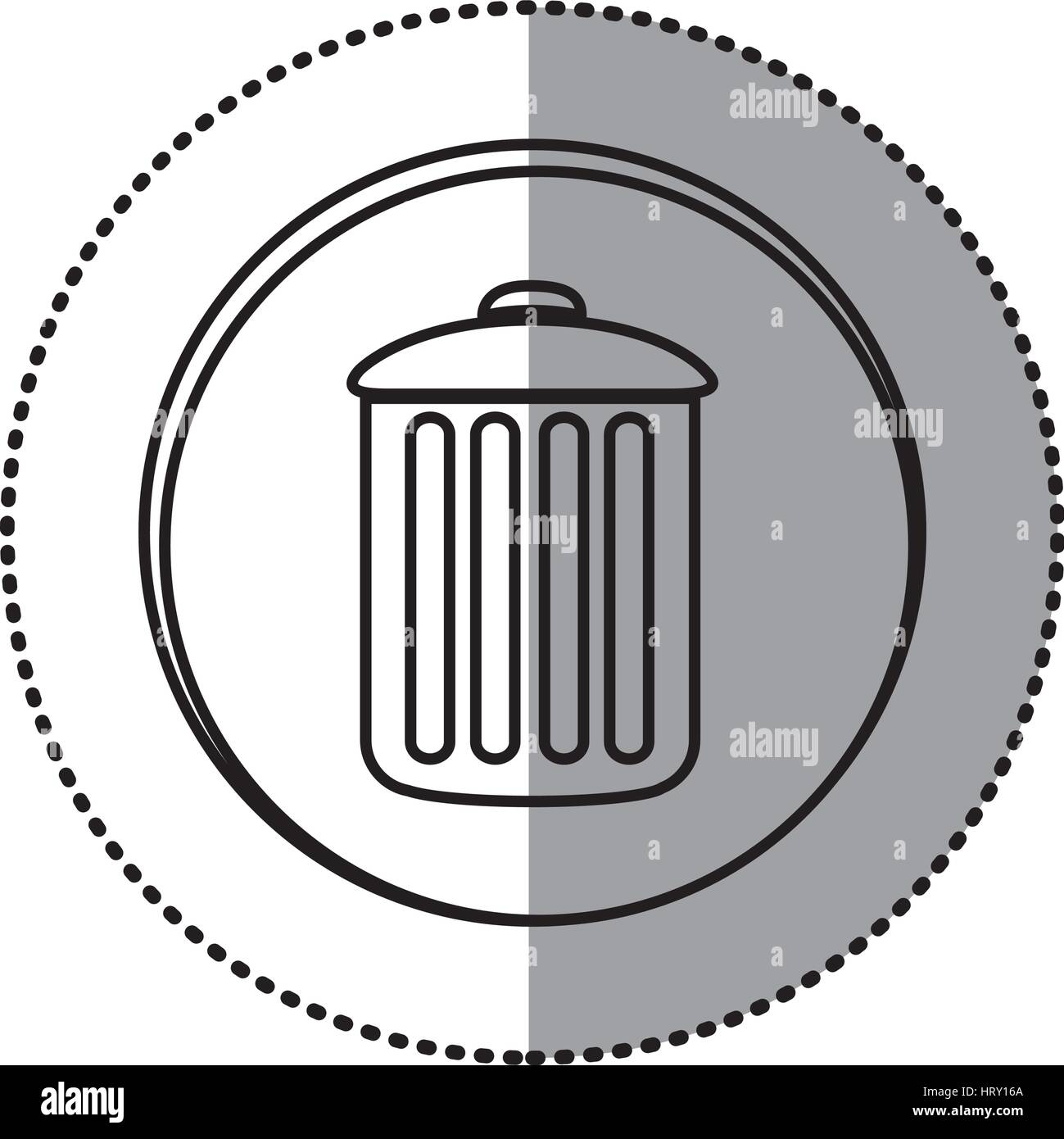 monochrome contour with circle sticker of trash container icon Stock ...