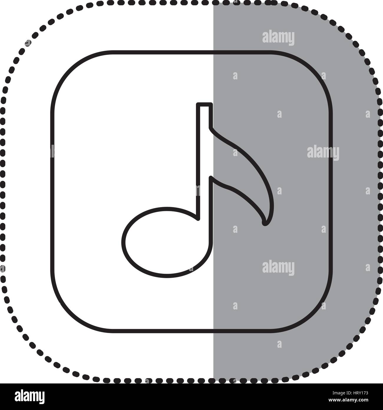 monochrome contour with square sticker of musical note icon Stock ...