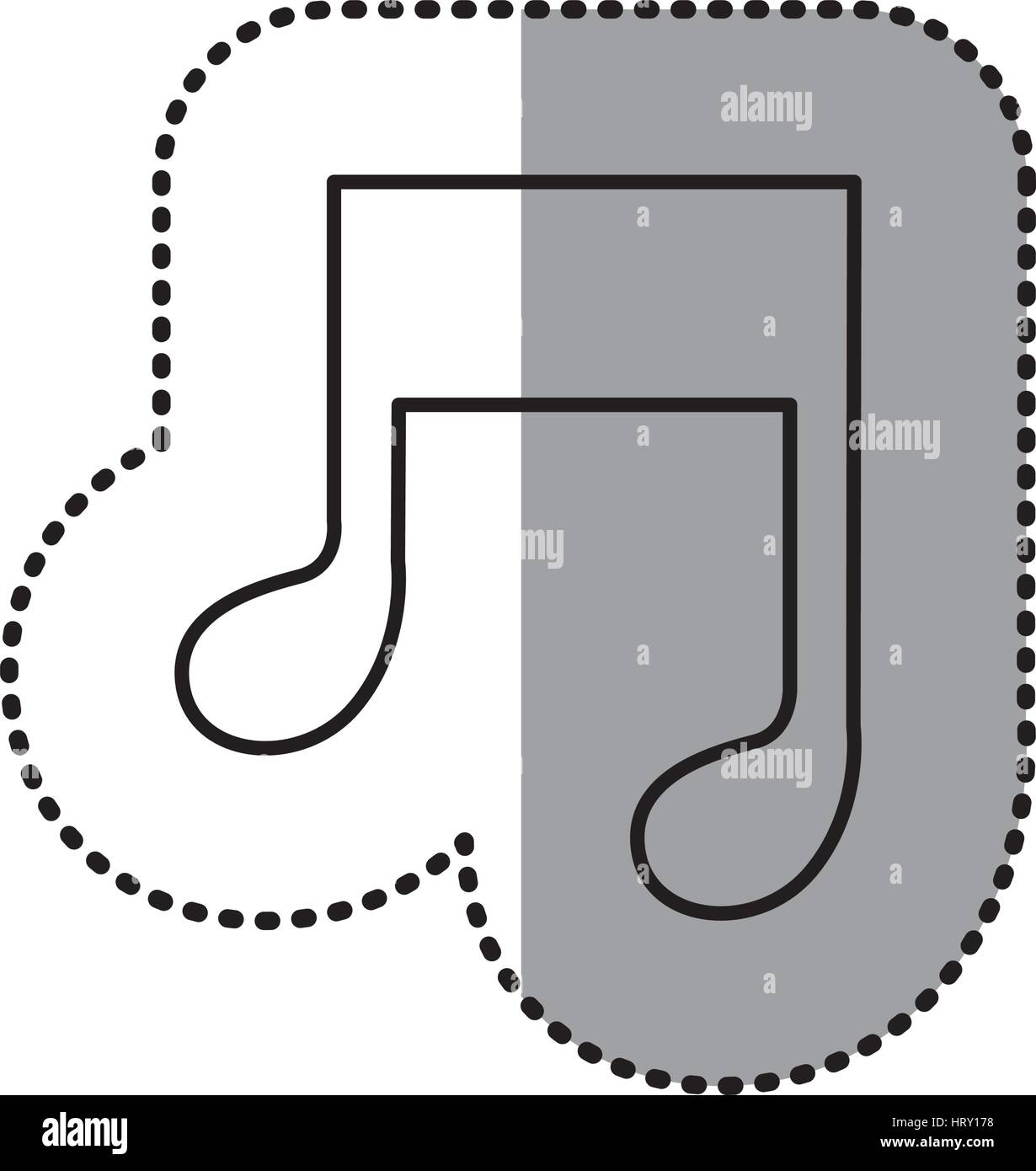 monochrome contour sticker of musical note Stock Vector Image & Art - Alamy