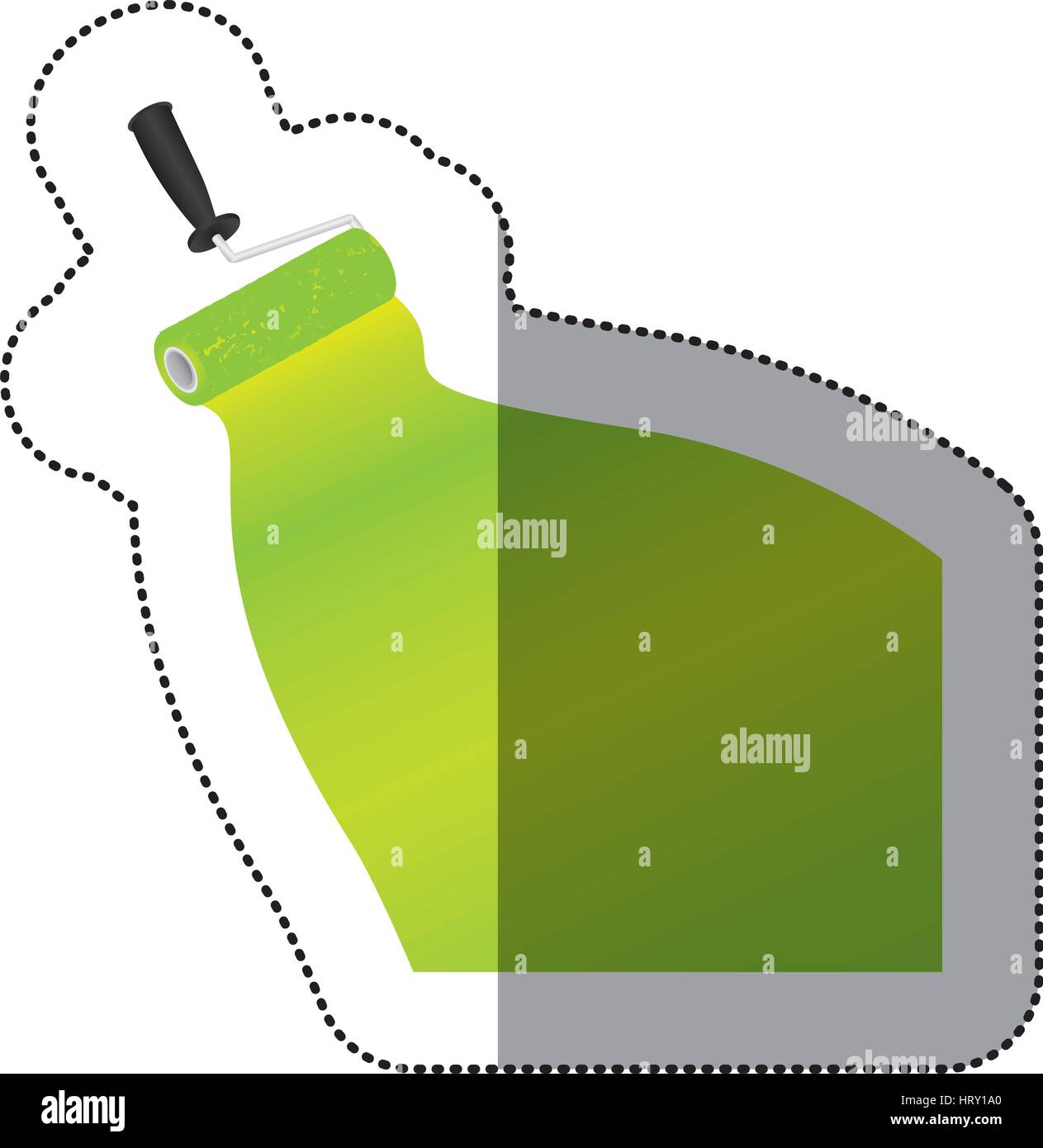 sticker paint roller with stroke of paint green Stock Vector Image ...