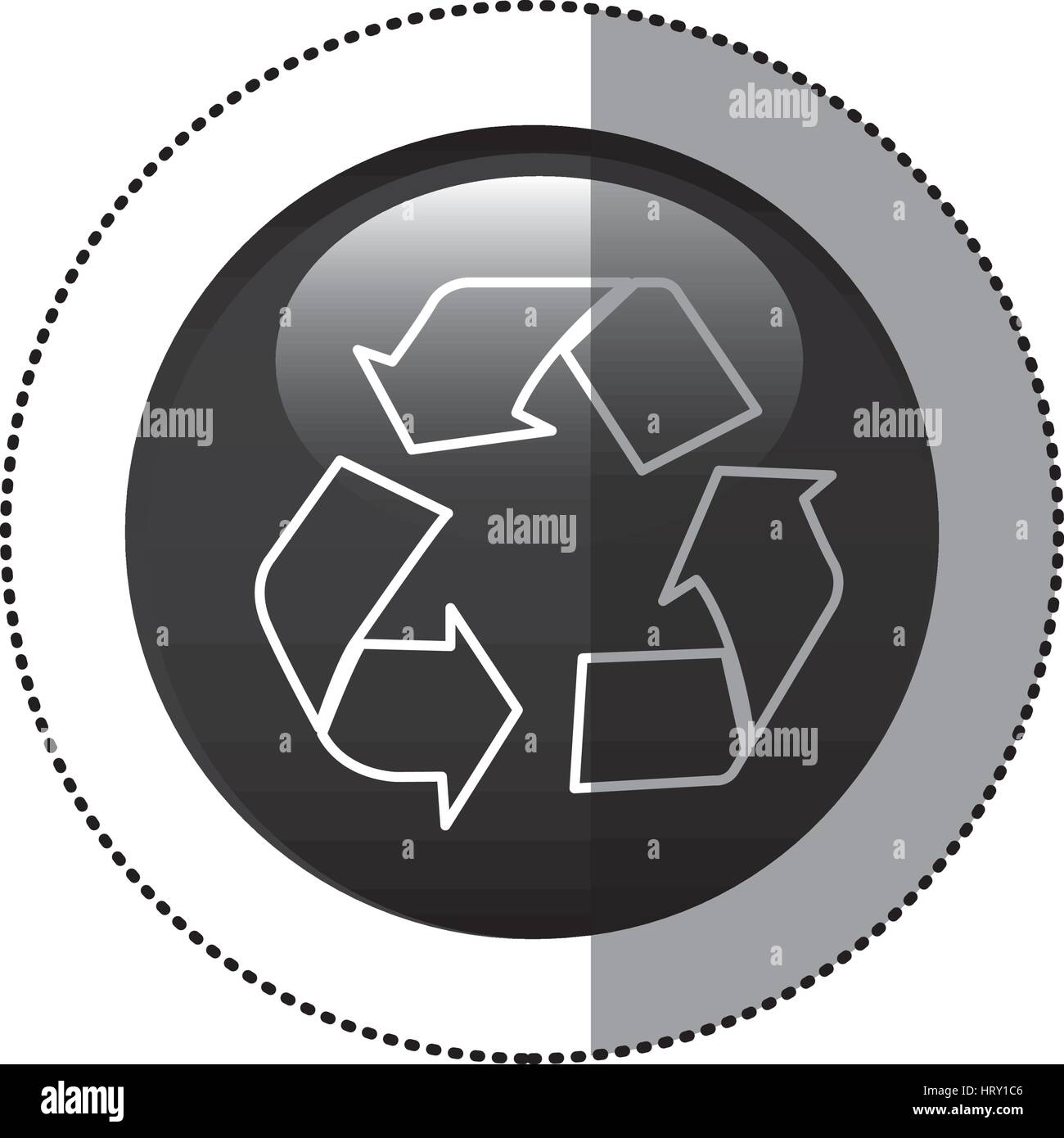 sticker black circular frame with recycling symbol Stock Vector Image ...