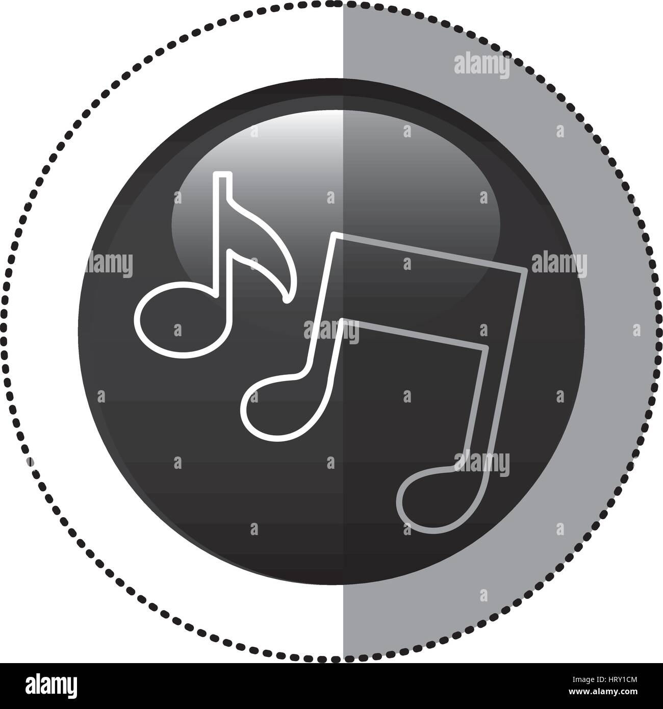 sticker black circular frame with musical notes Stock Vector Image ...