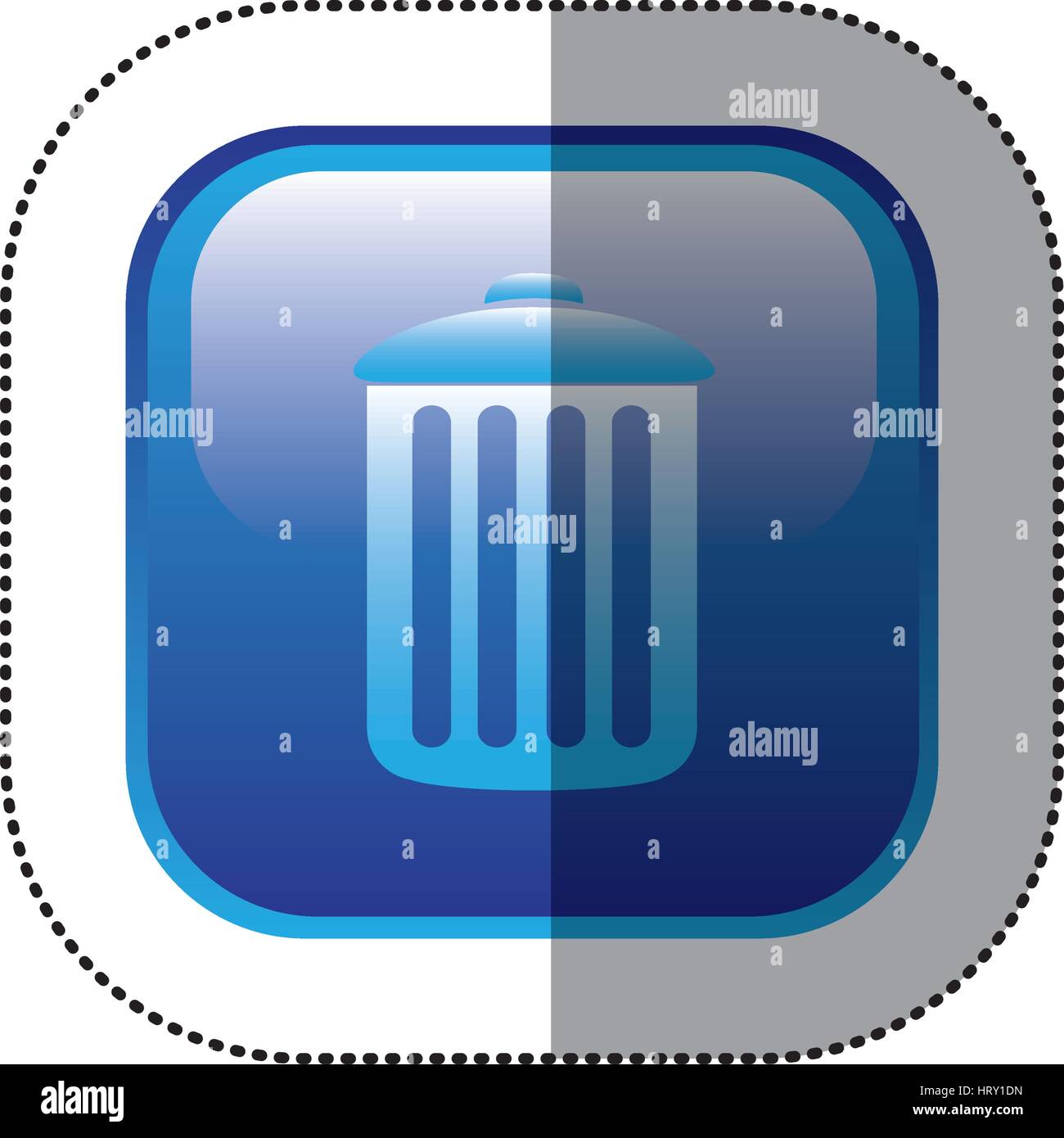 sticker blue square frame with trash container icon Stock Vector Image ...