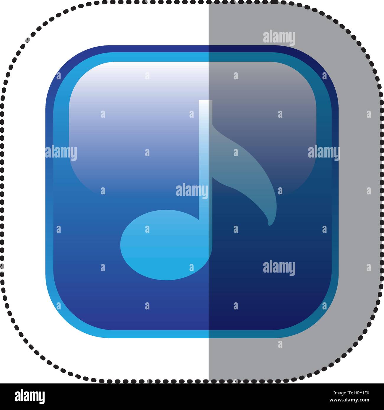 sticker blue square frame with musical note Stock Vector Image & Art ...