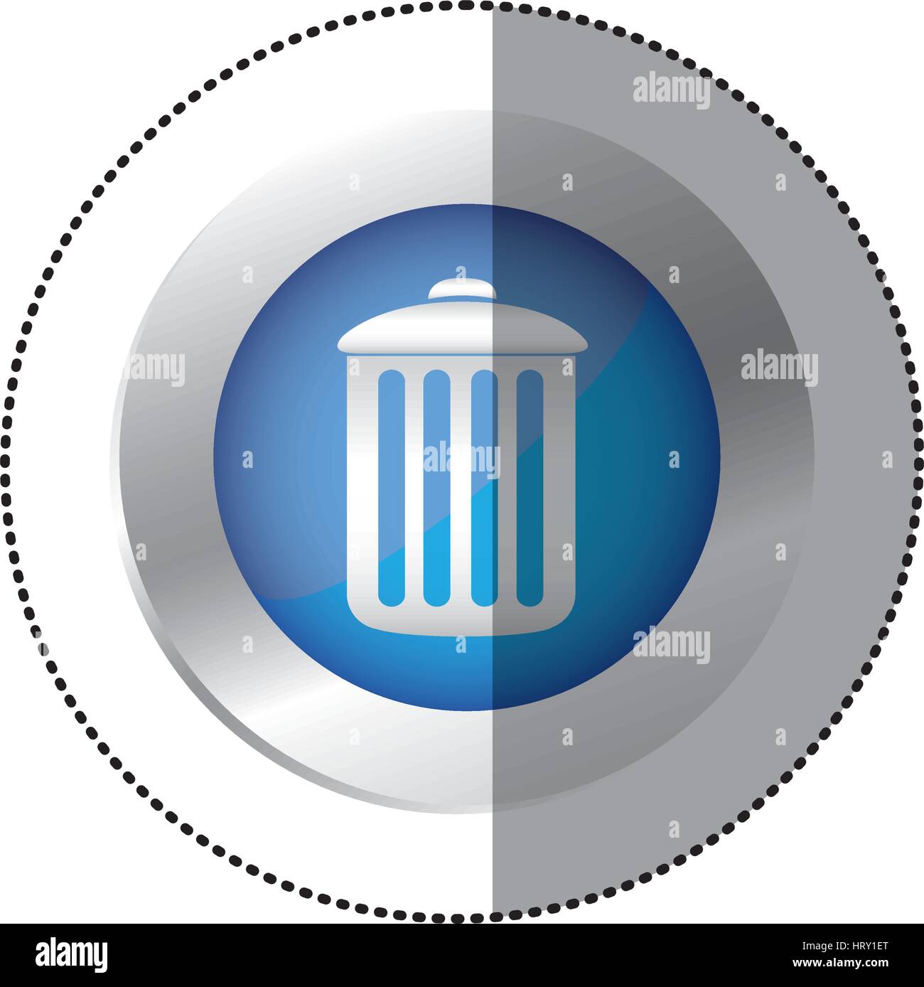 sticker color circular emblem with trash container icon Stock Vector ...