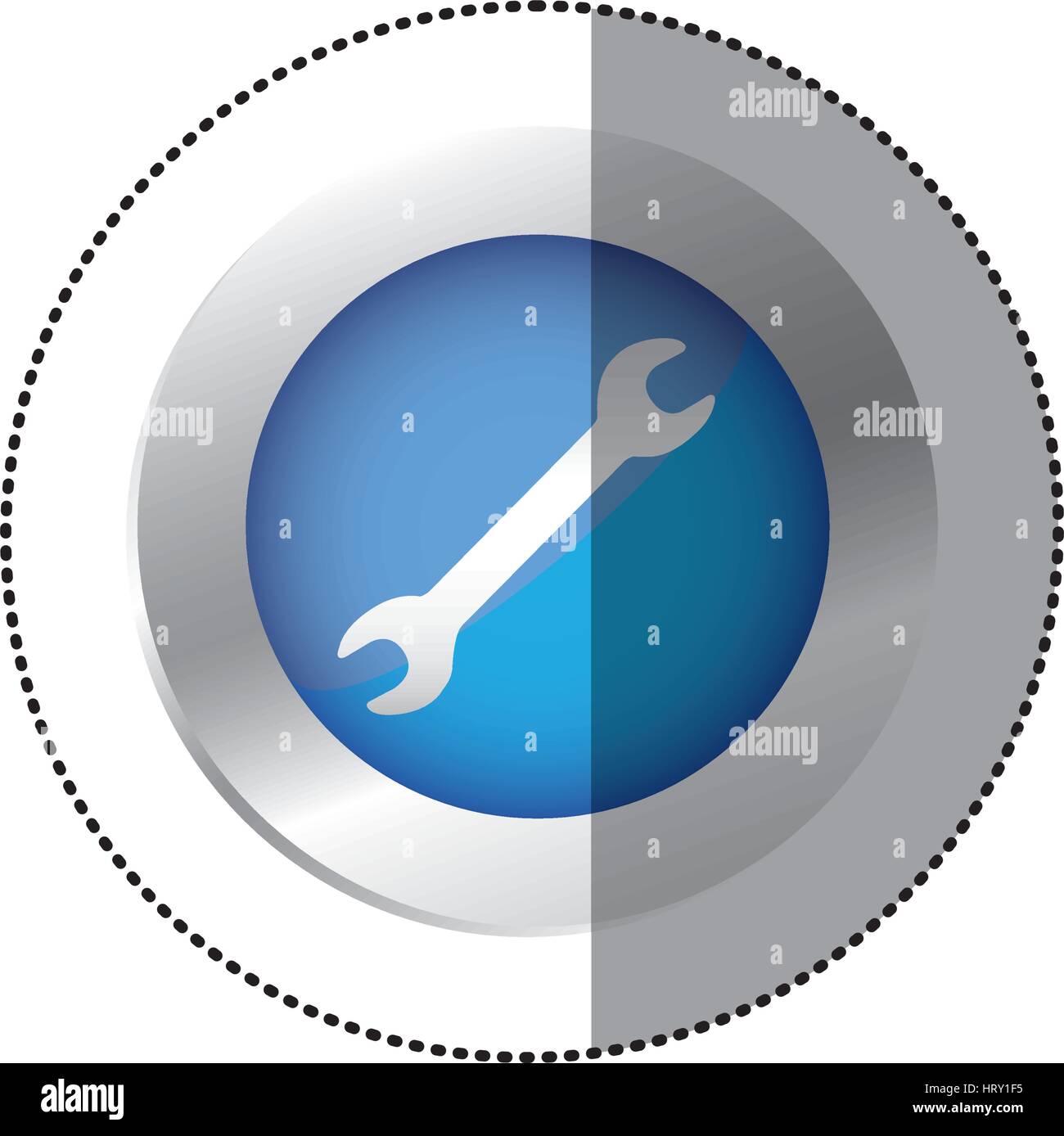 sticker color circular emblem with wrench tool icon Stock Vector Image ...