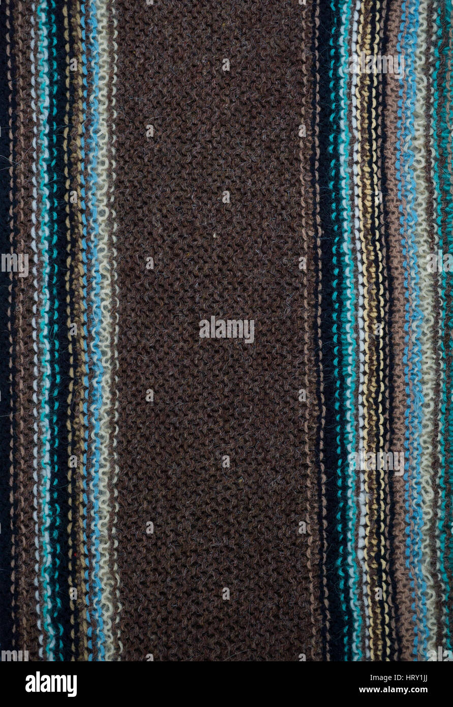 Knitted fabric fragment handmade with strips. Background Stock Photo ...