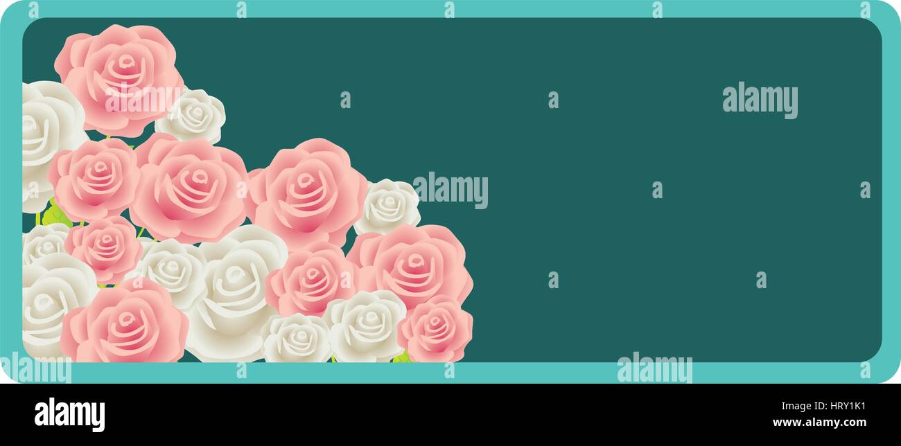 colorful rectangular frame with bud roses floral design Stock Vector ...
