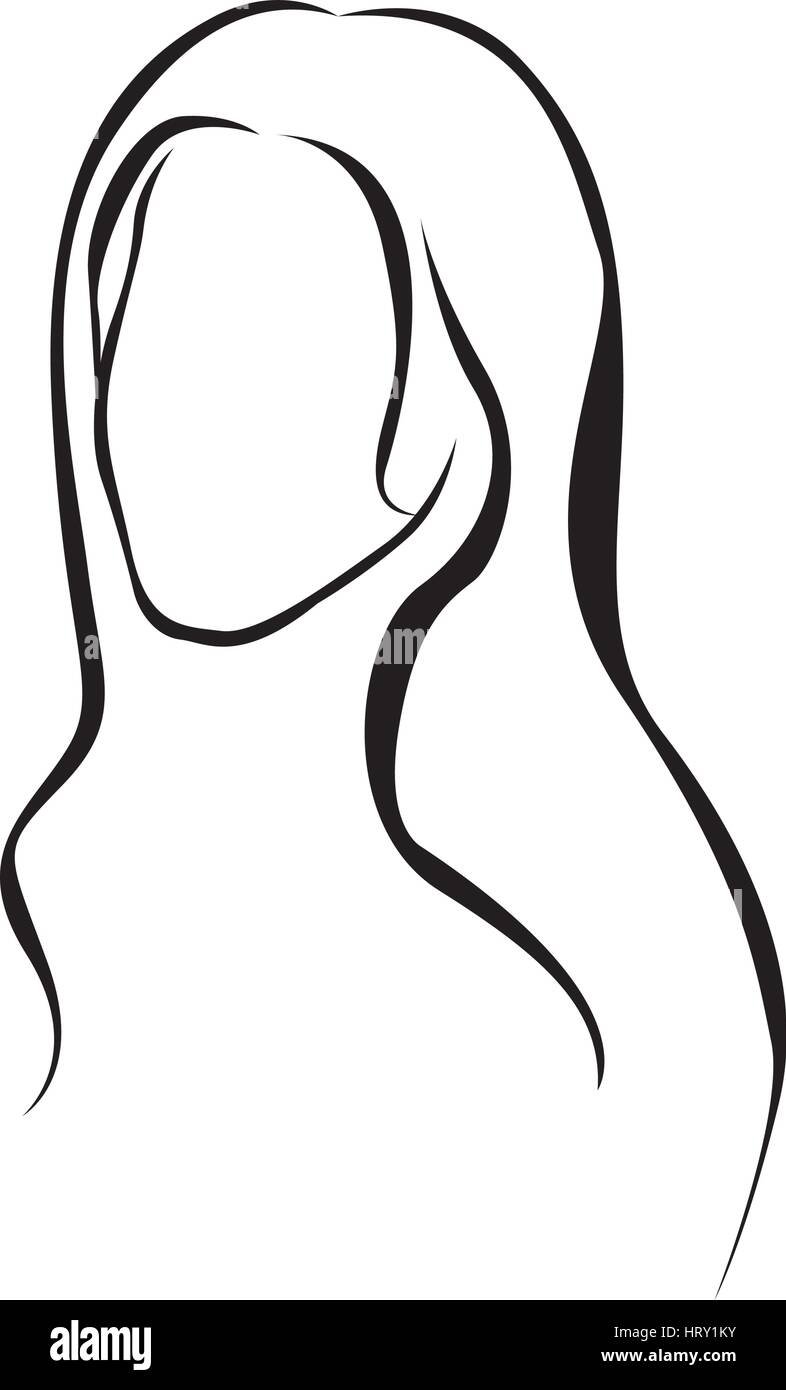 sketch female faceless silhouette with long hairstyle Stock Vector ...