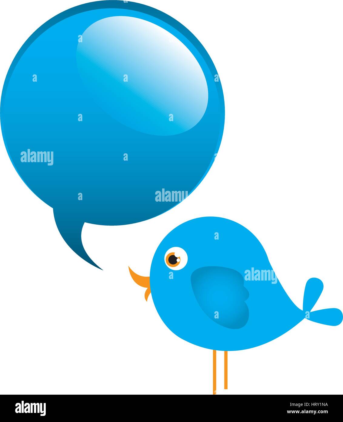 blue cute cartoon bird animal icon with dialog bubble icon Stock Vector ...
