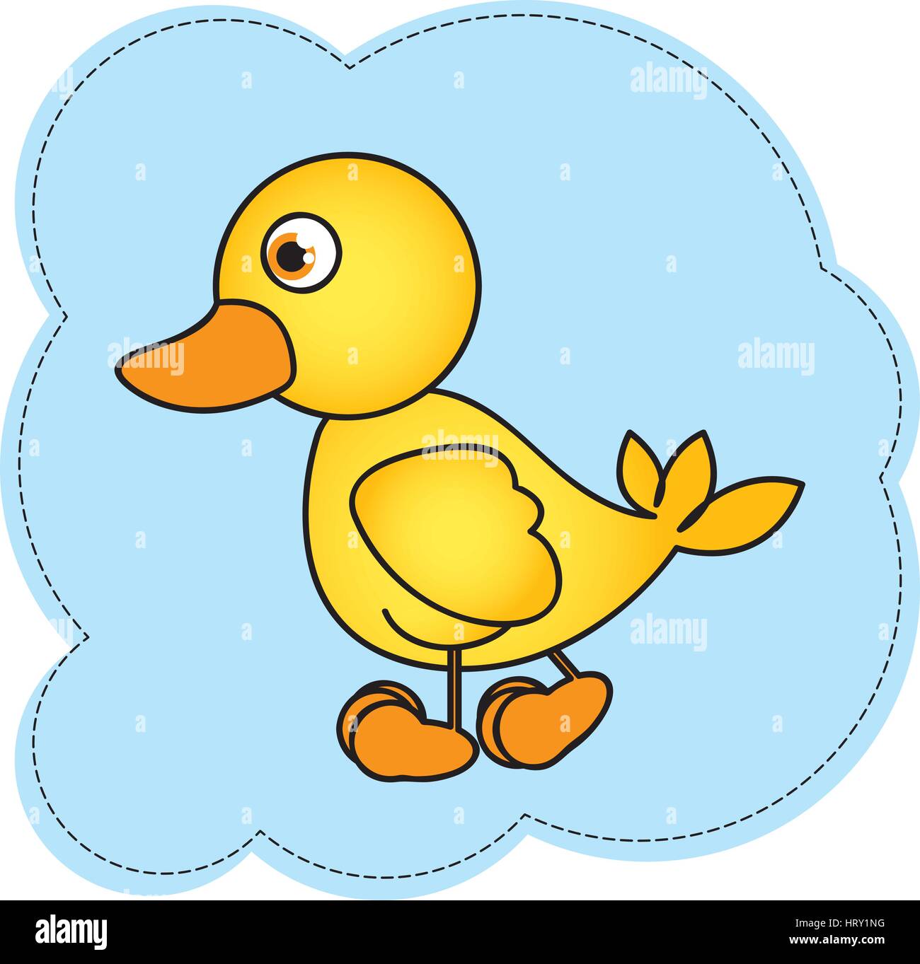 cloud frame with yellow duck side view animal icon Stock Vector Image ...