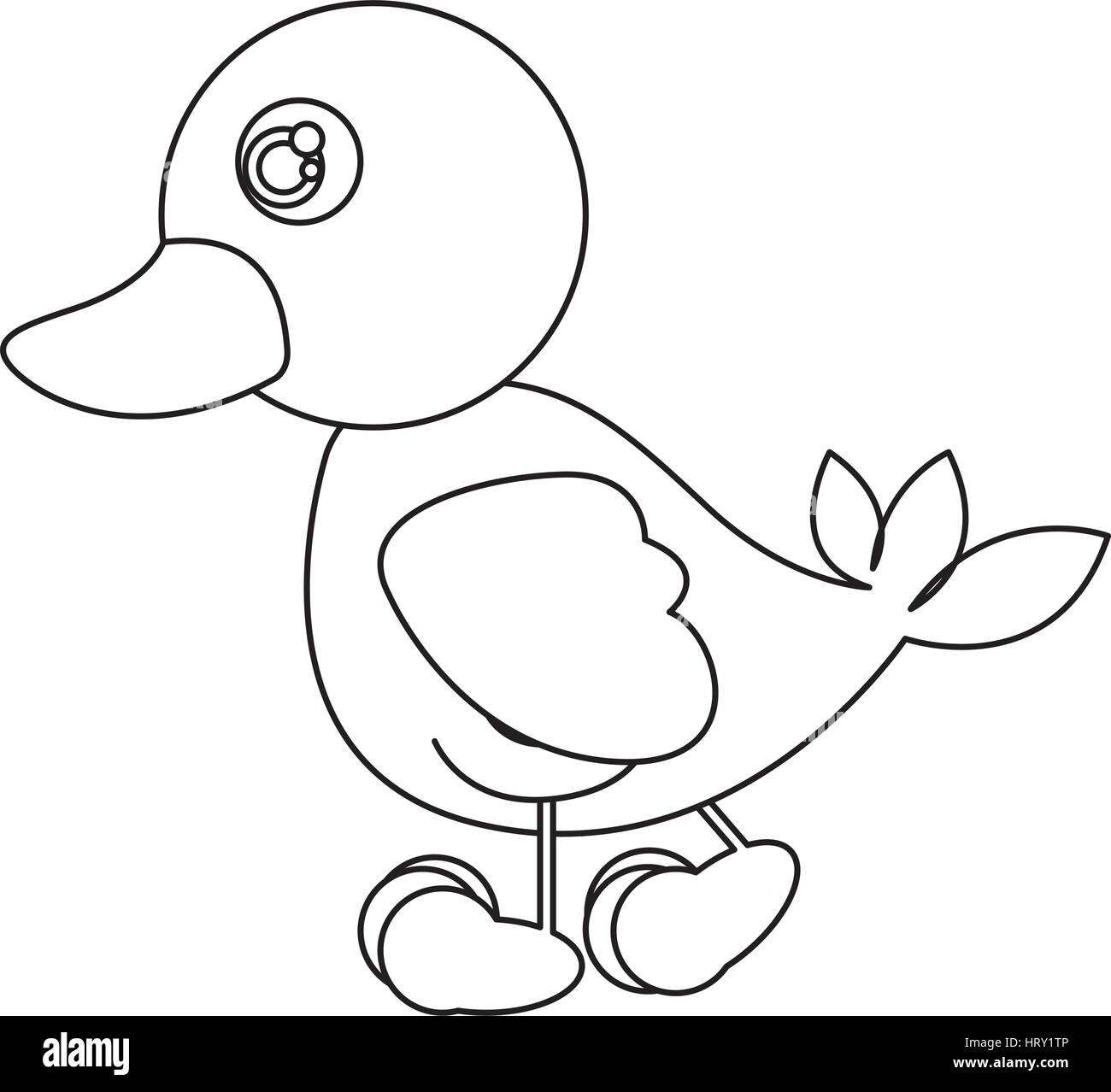silhouette caricature duck side view animal icon Stock Vector Image ...