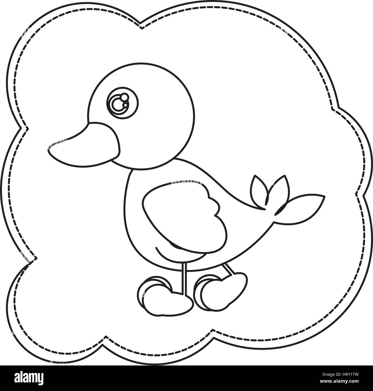 silhouette cloud frame with duck side view animal icon Stock Vector ...