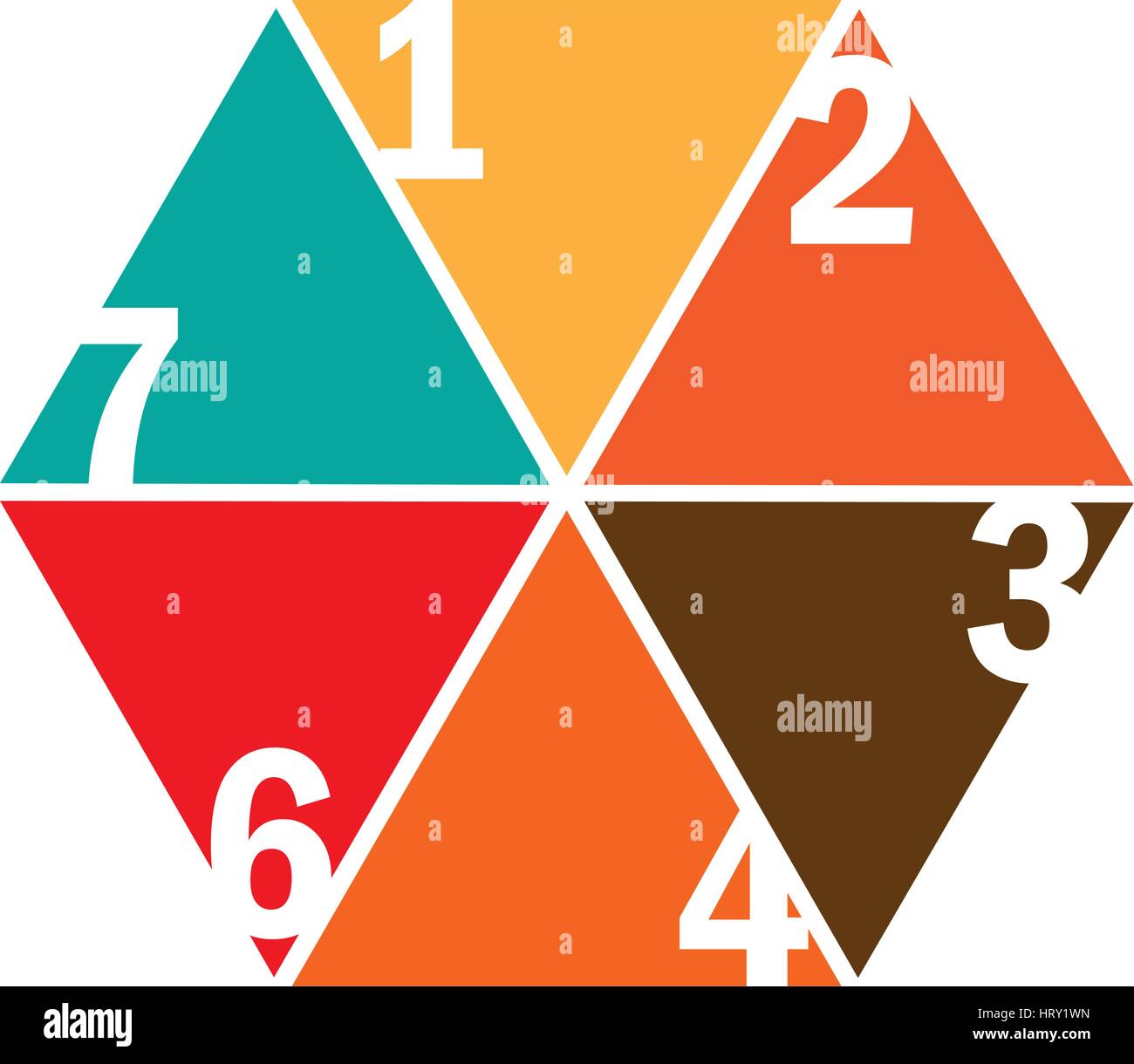 colorful hexagon figure with sections and numeration Stock Vector Image ...