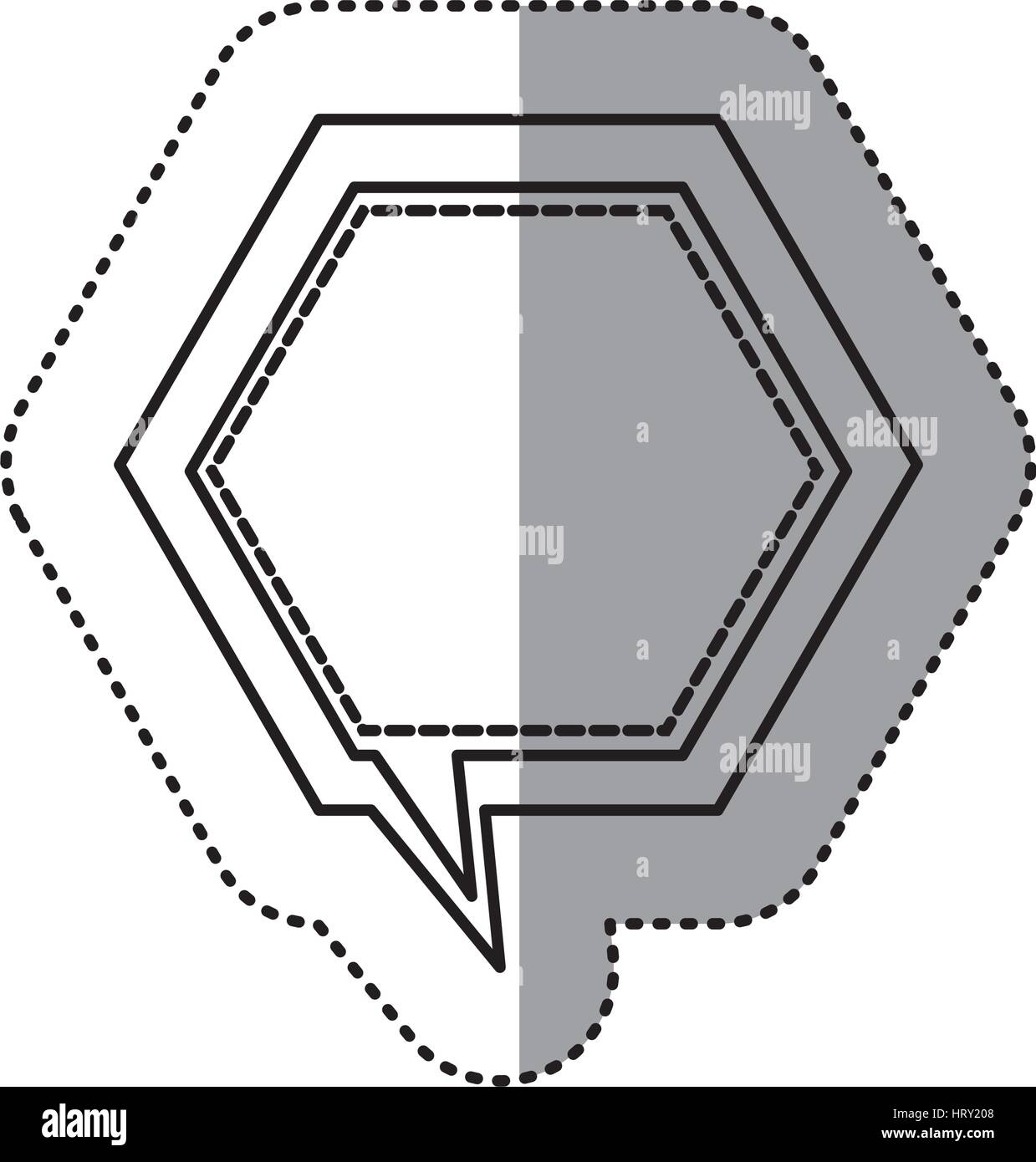 monochrome contour sticker of hexagon frame callout dialogue Stock ...