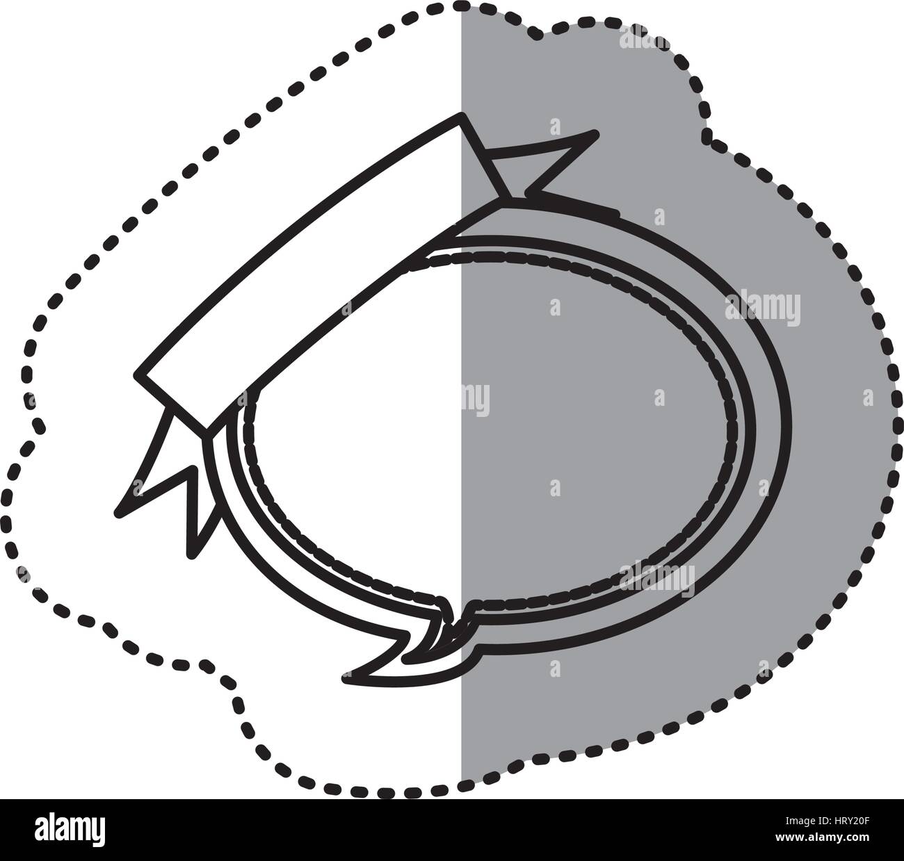 monochrome contour sticker of balloon dialog box design with ribbon ...
